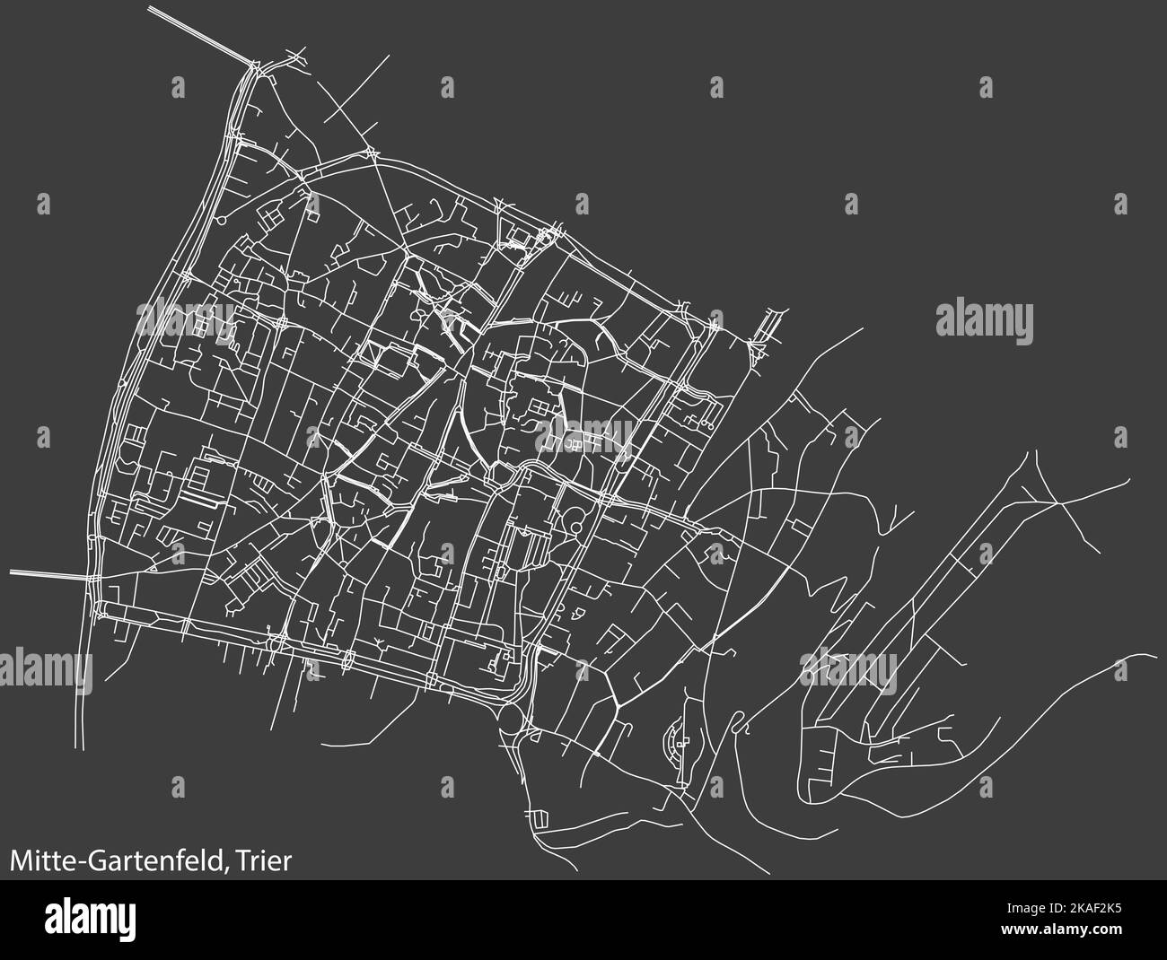 Street roads map of the MITTE-GARTENFELD MUNICIPALITY, TRIER Stock ...