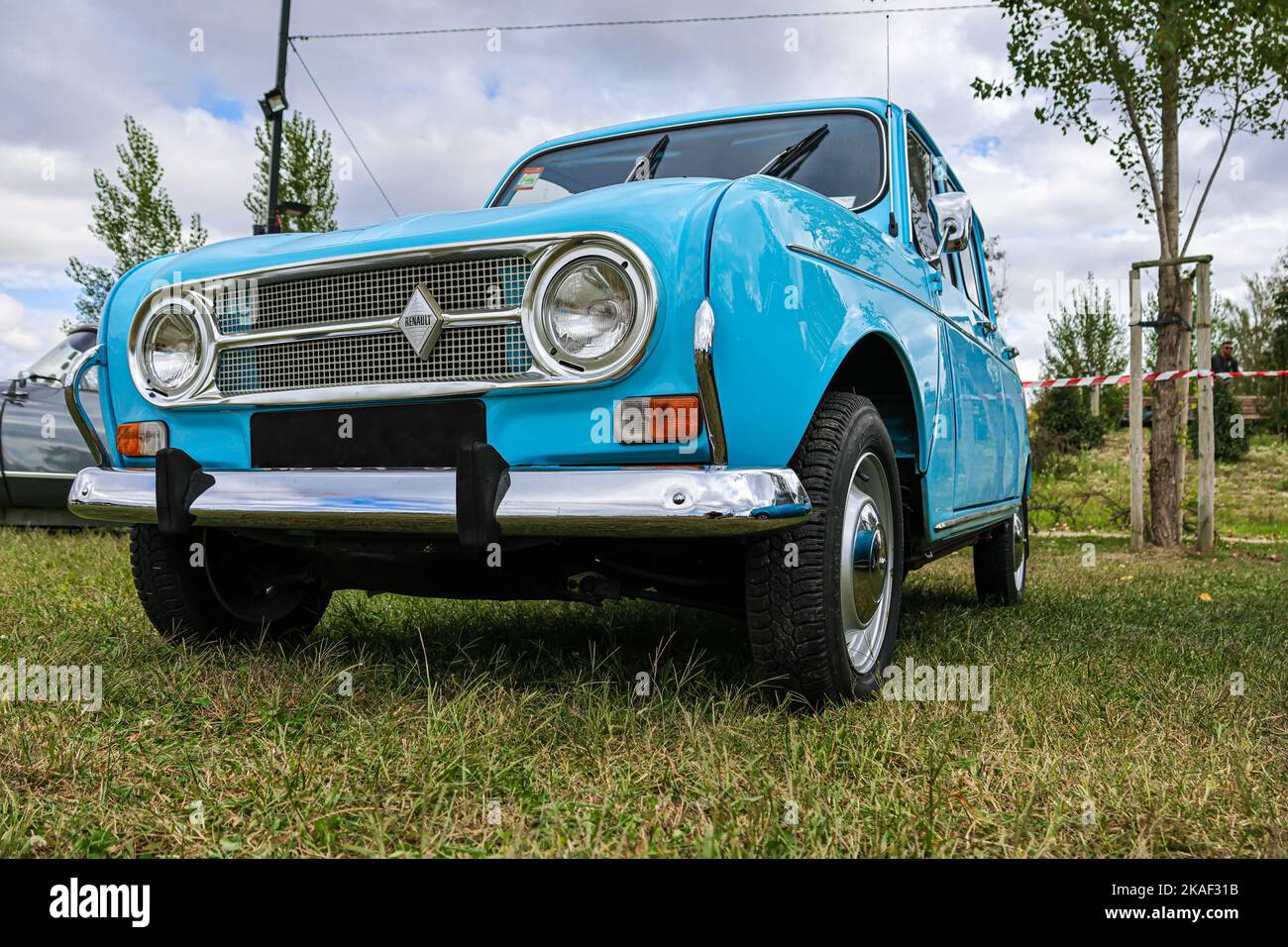 A classic bright blue Renault 4 L car on a field Stock Photo - Alamy