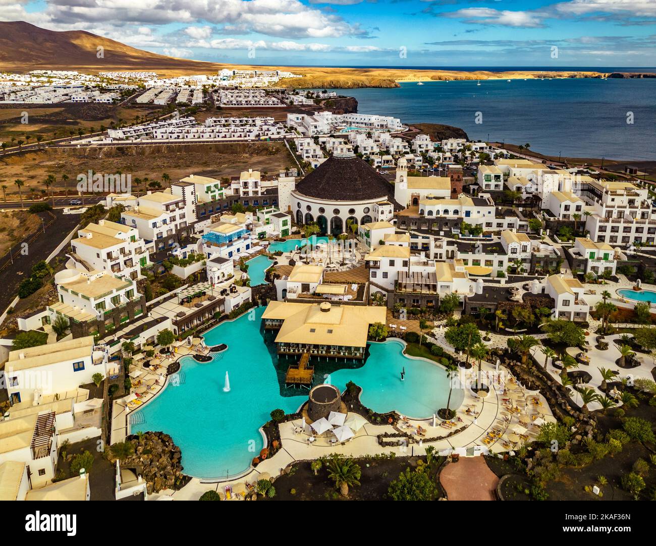 An aerial view of Hotel The Volcán in Playa Blanca Stock Photo - Alamy
