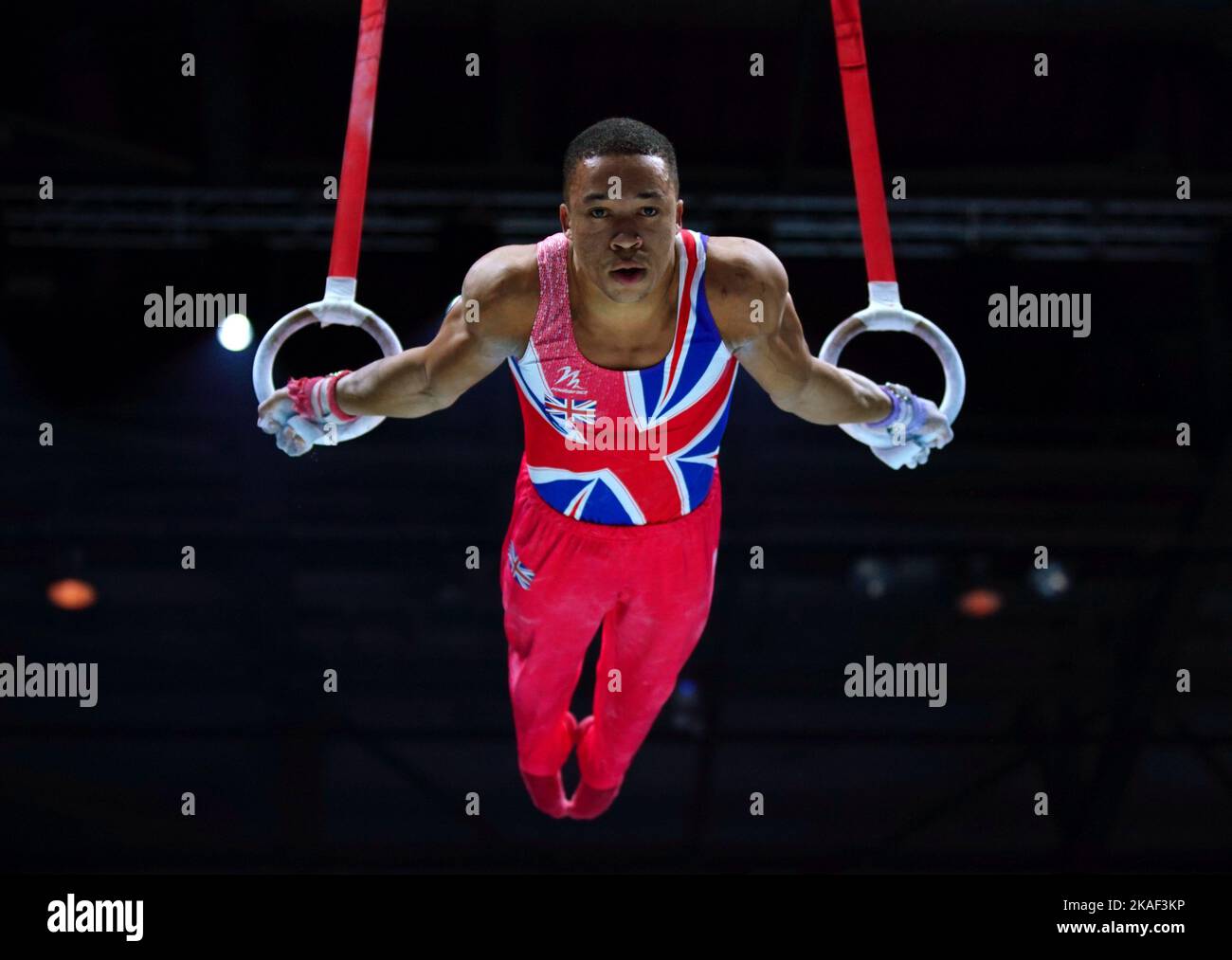 Great Britain's Joe Fraser on the rings during day five of the FIG ...