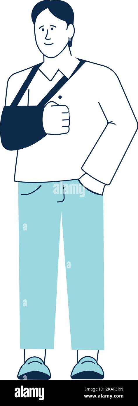 Man with injured hand in bandage. Orthopedic trauma icon Stock Vector ...