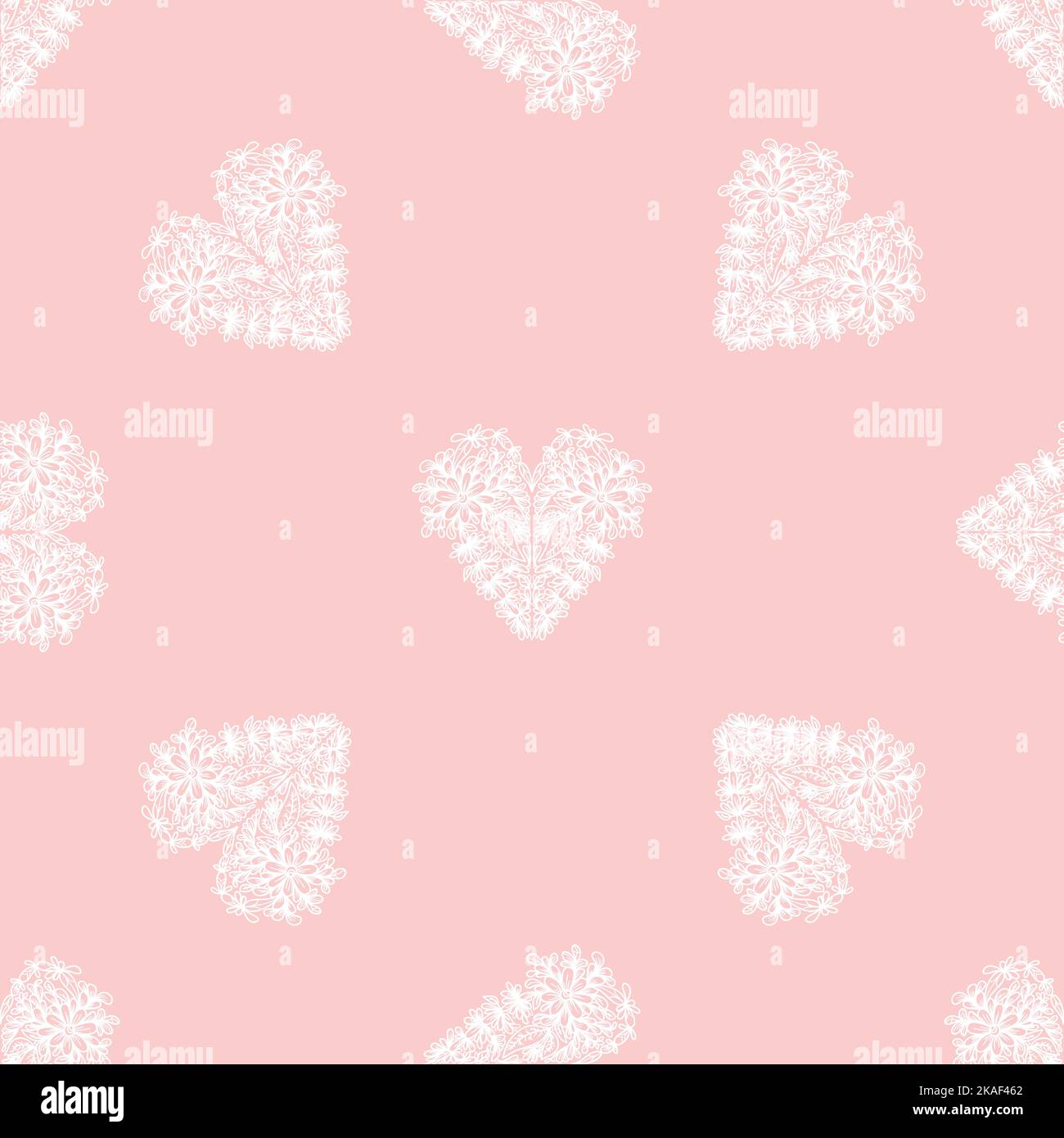 Vector seamless minimalistic style pattern with lacy hearts. Abstract ...