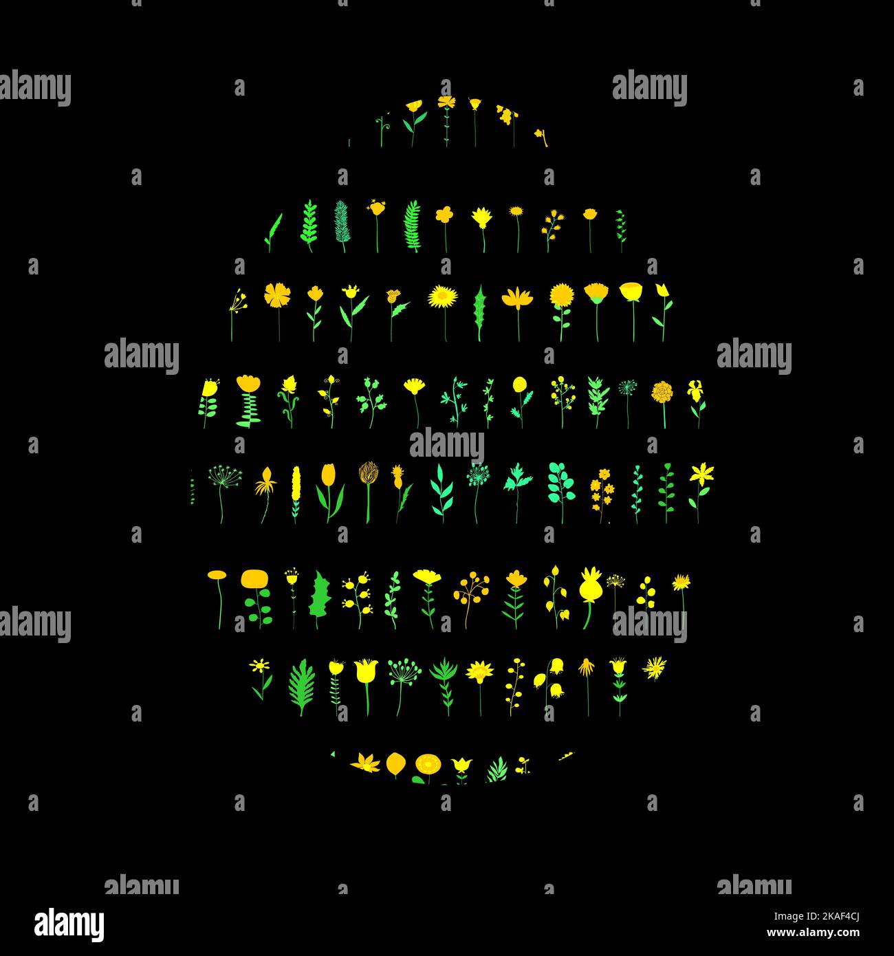 The stylized Easter egg of the flowers and plants. Vector illustration ...