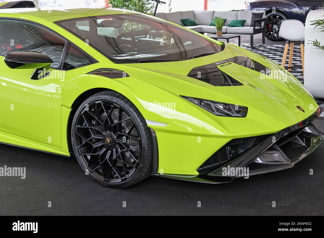 A luxurious green sports car Lamborghini Huracan STO Stock Photo - Alamy