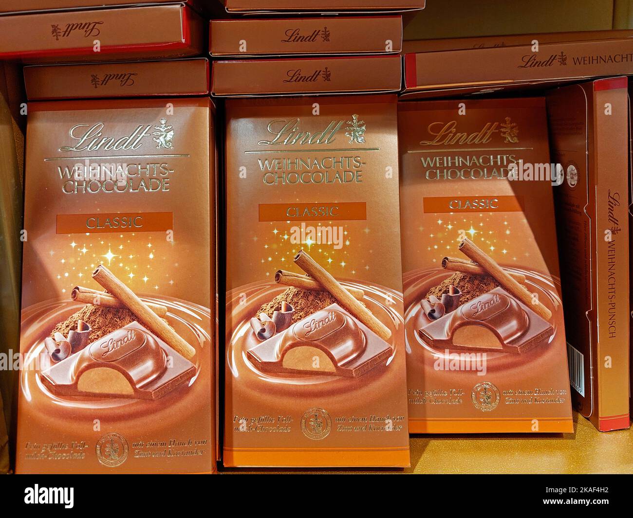Lindt christmas chocolate in a supermarket Stock Photo - Alamy
