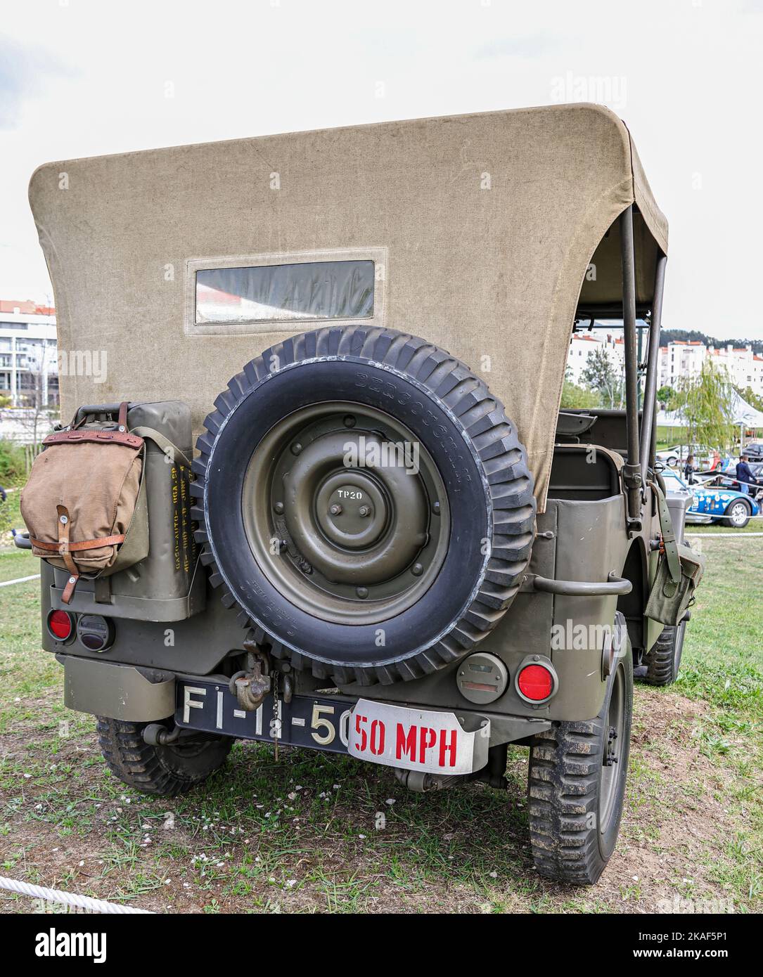 A rear view of empty Jeep Willys MB USA military 63147 in a park Stock ...