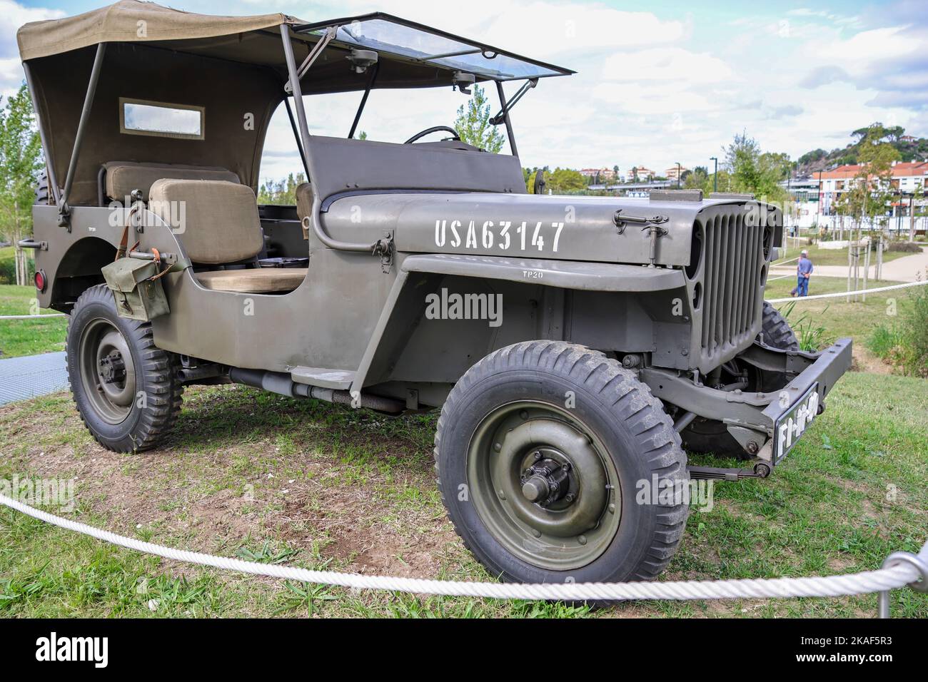 An empty Jeep Willys MB USA military 63147 in a park Stock Photo - Alamy