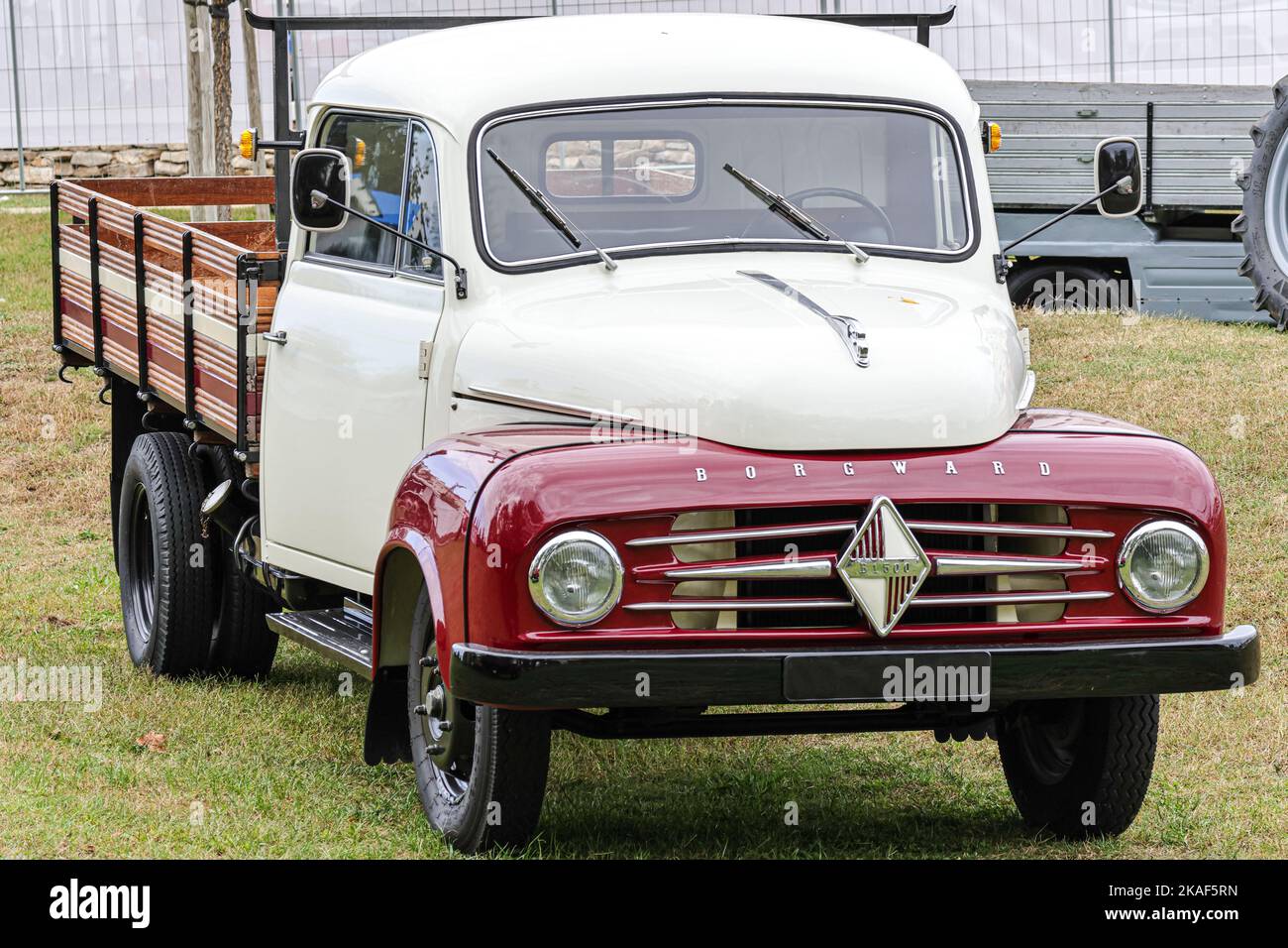 A red and white Borgward b1500 van during an exhibition in a park Stock ...