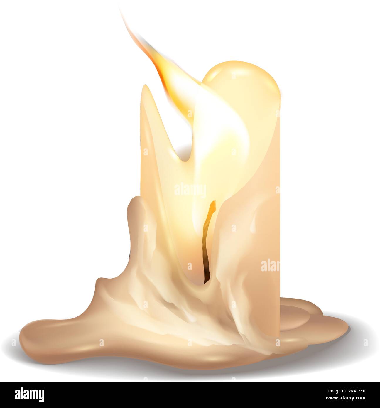 Melted wax of burned candle. Hot realistic shape isolated on white ...