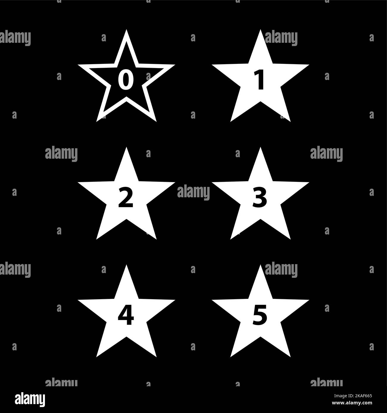 Simple Stars Rating. White Shapes on Black Background Stock Vector ...