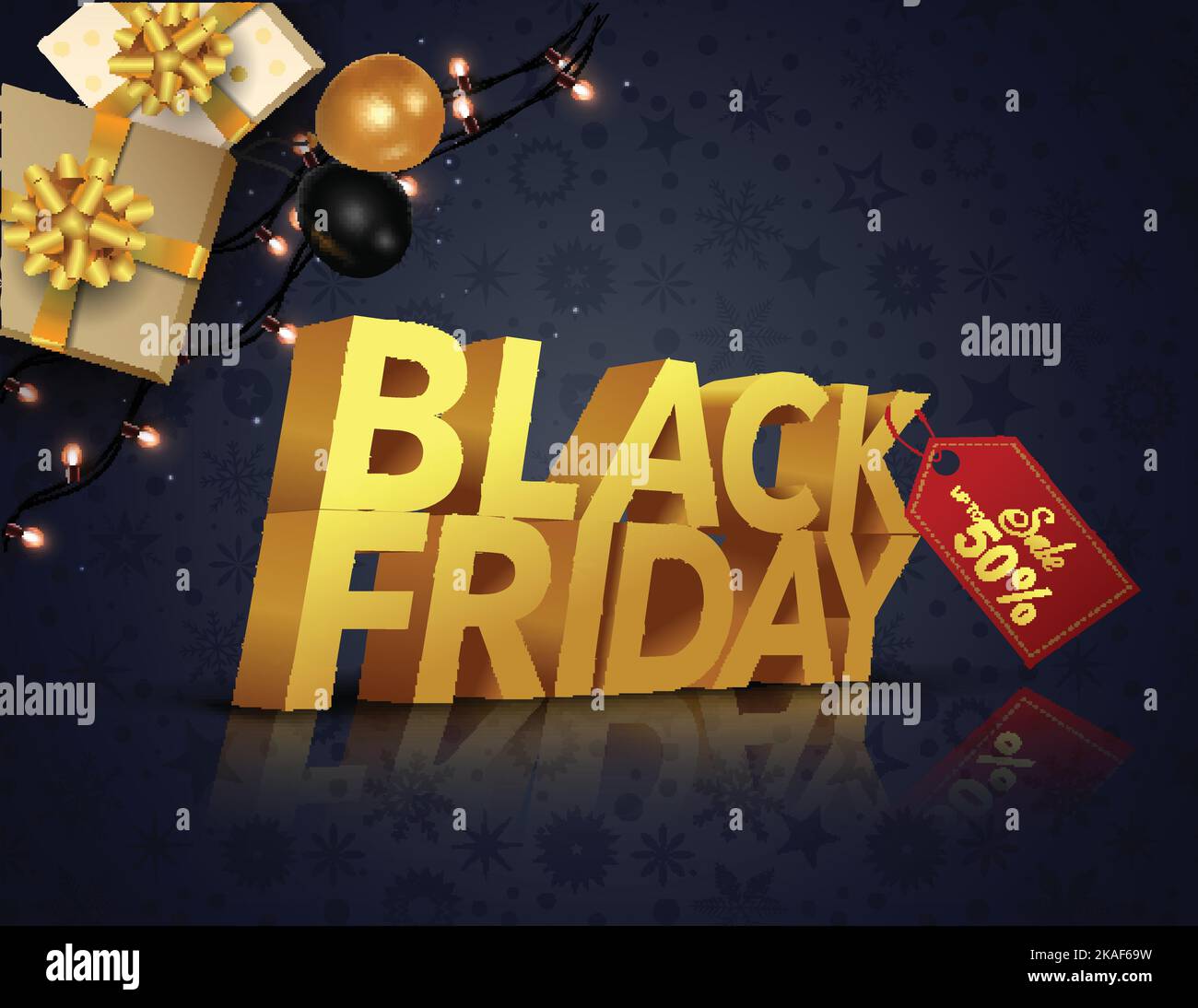 Black Friday limited sale offer. Dark background golden text lettering ...