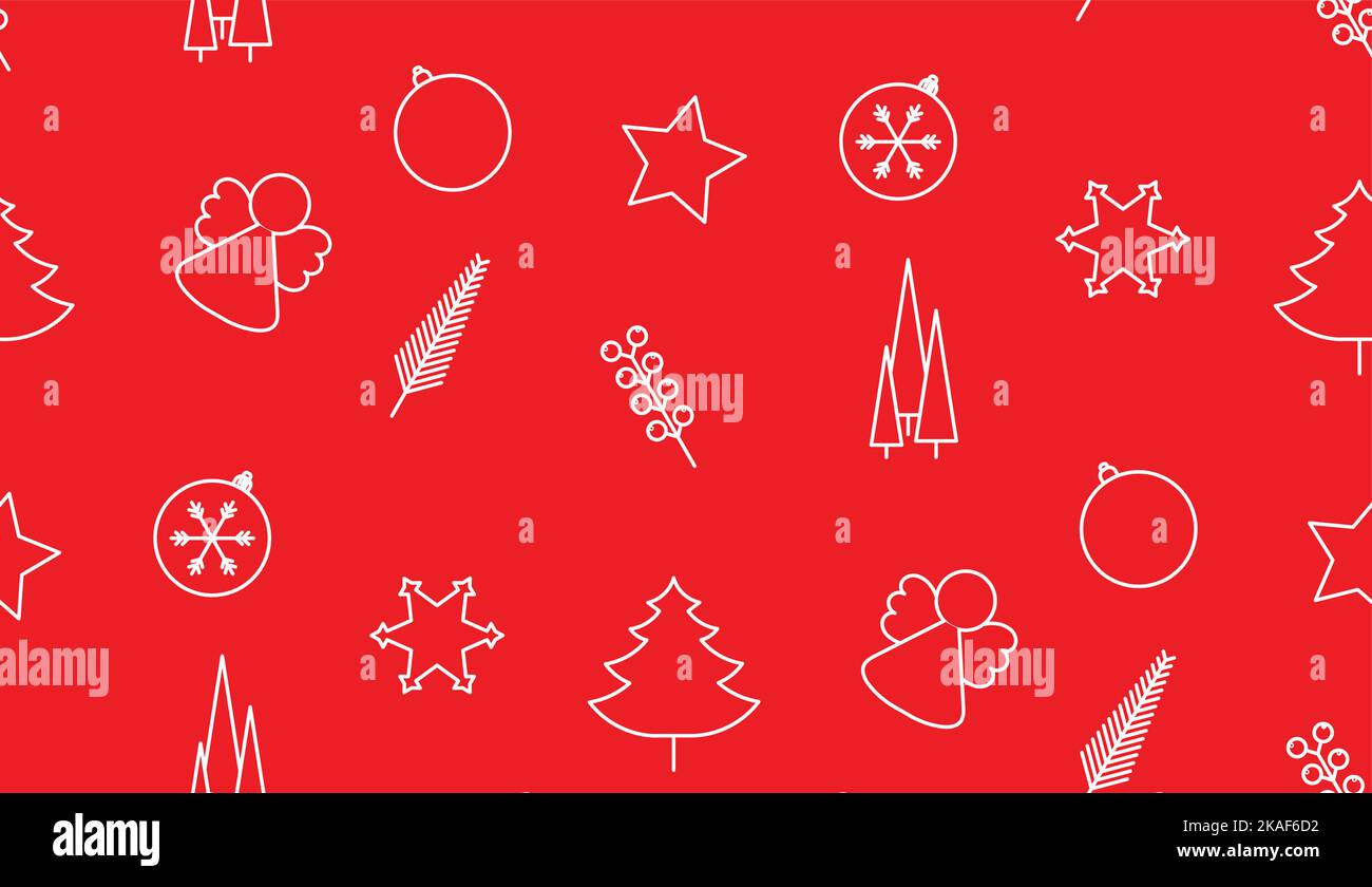 Vector christmas elements seamless pattern outlined icons illustration Stock Vector Image & Art ...