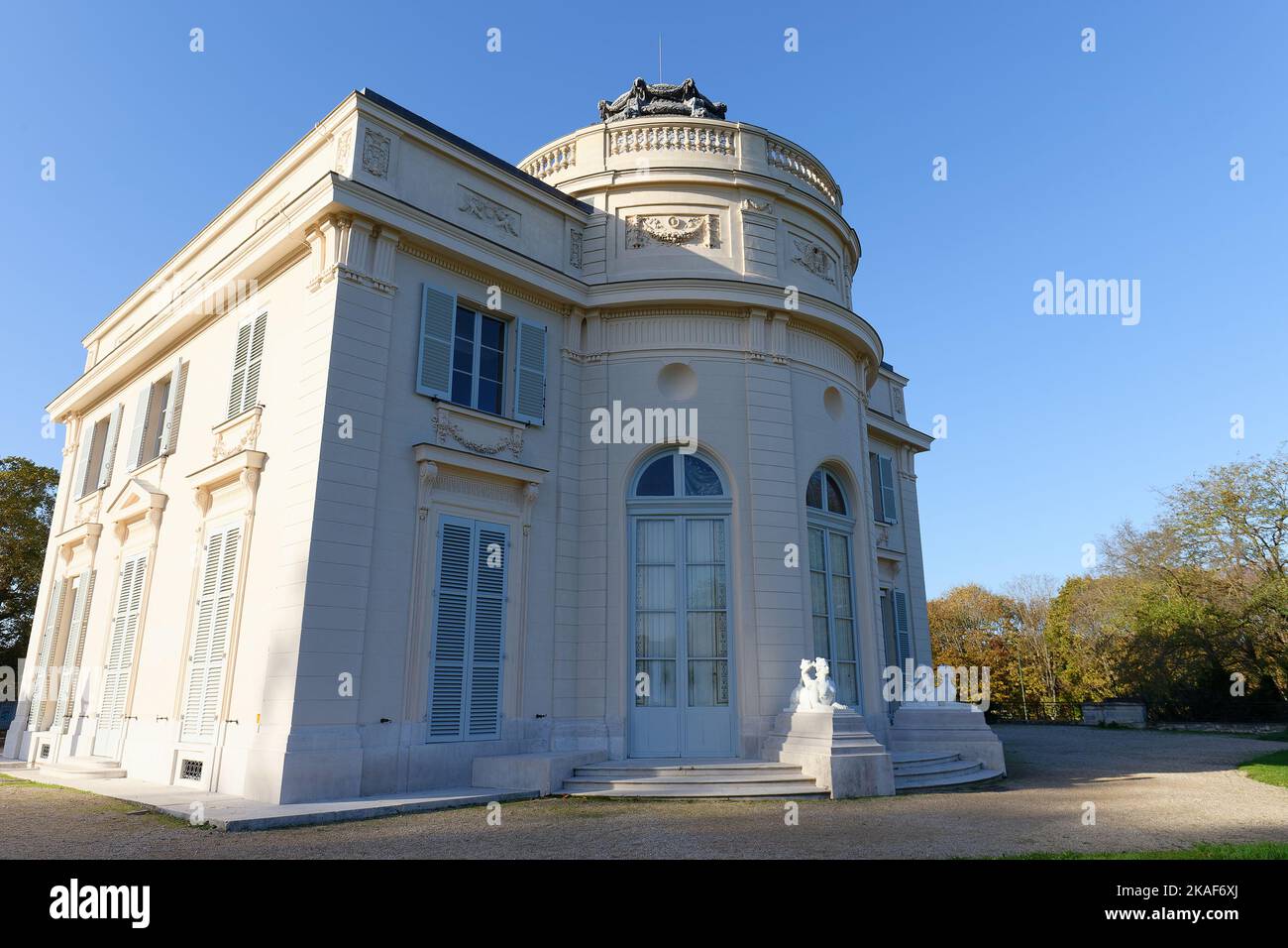 The facade of the castle in the Bagatelle park. This small castle was ...