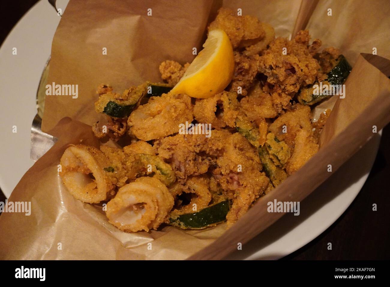 A top view of a fried calamari Stock Photo - Alamy