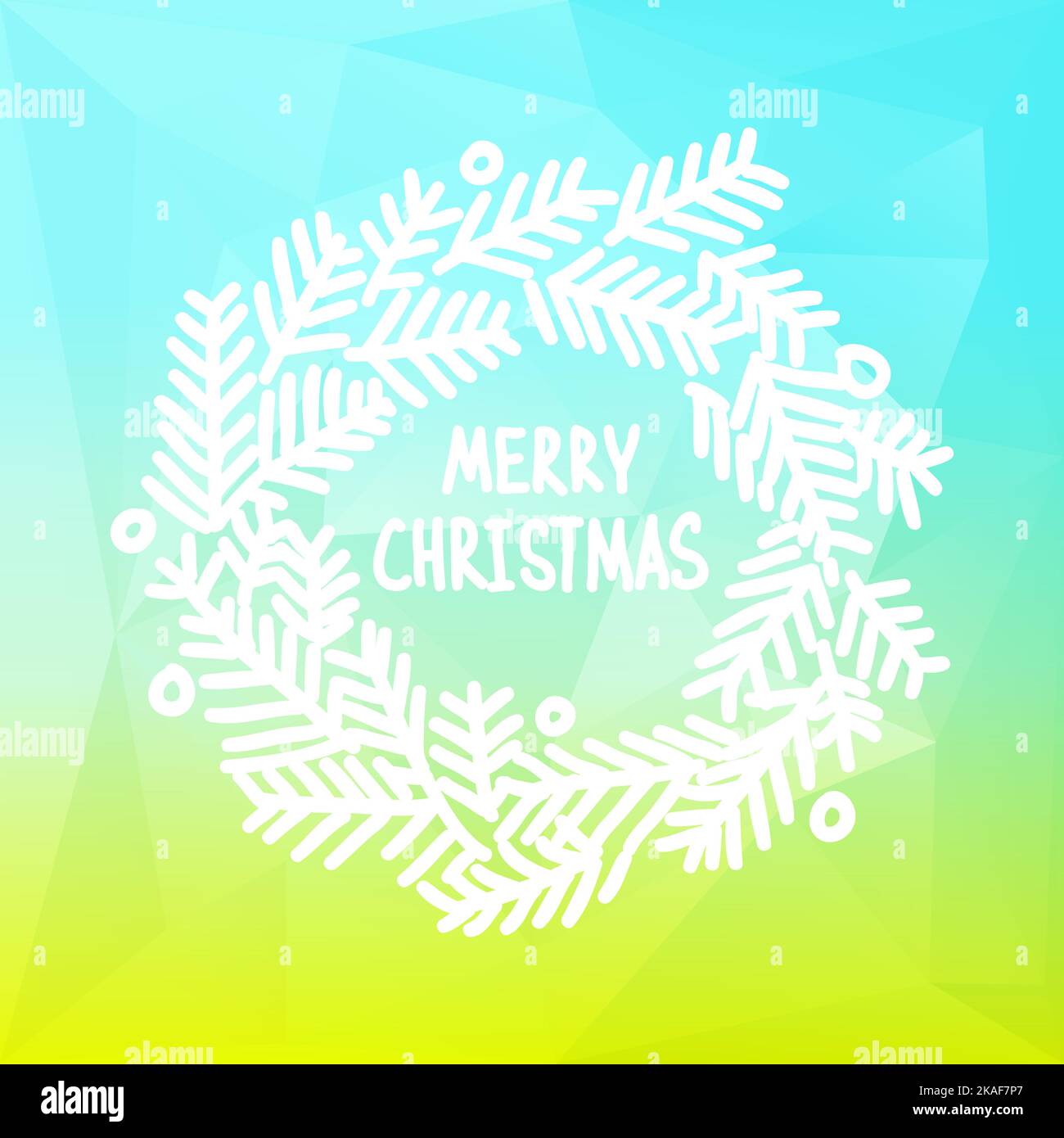 Square design with a hand drawn Christmas wreath on a gradient ...