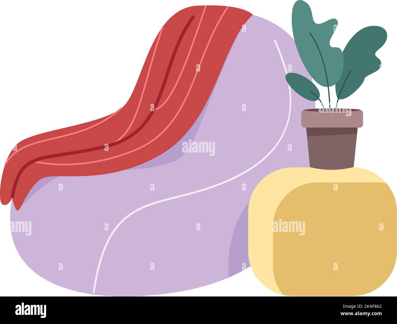 Comfort chair with side table. Cozy home place isolated on white ...