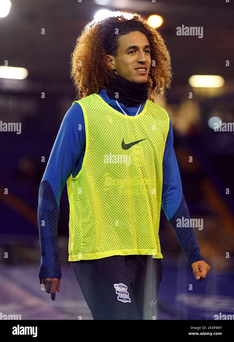 Birmingham City's Hannibal Mejbri warms up before the Sky Bet ...