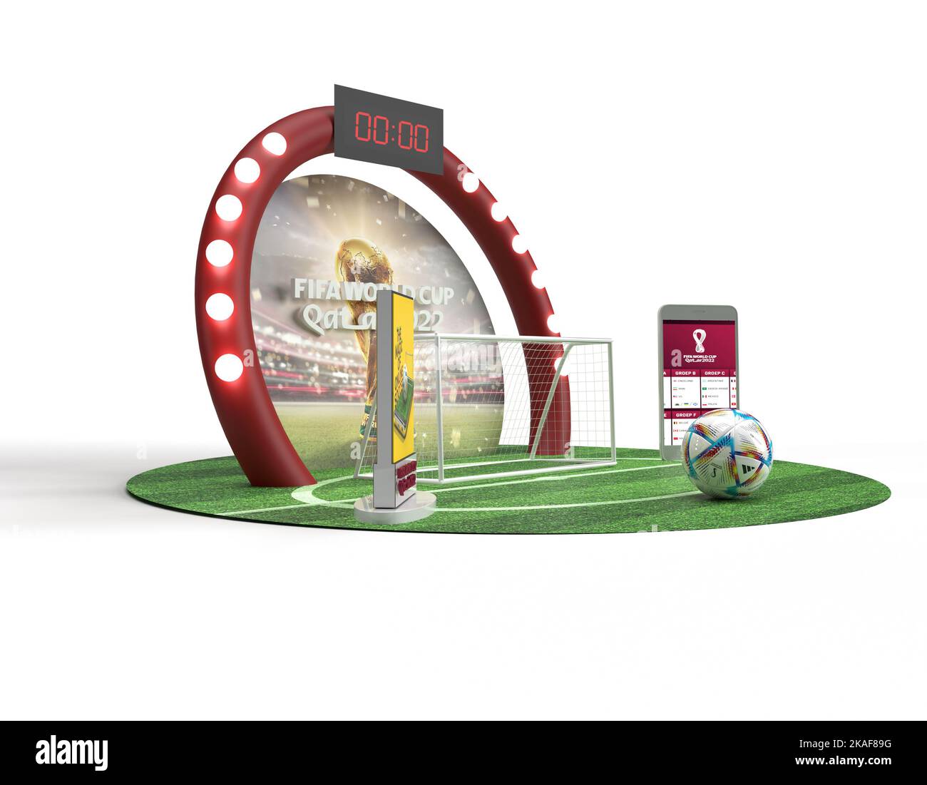 fifa world cup 2022 qatar. Mall activity football Kiosk 3d rendering ...
