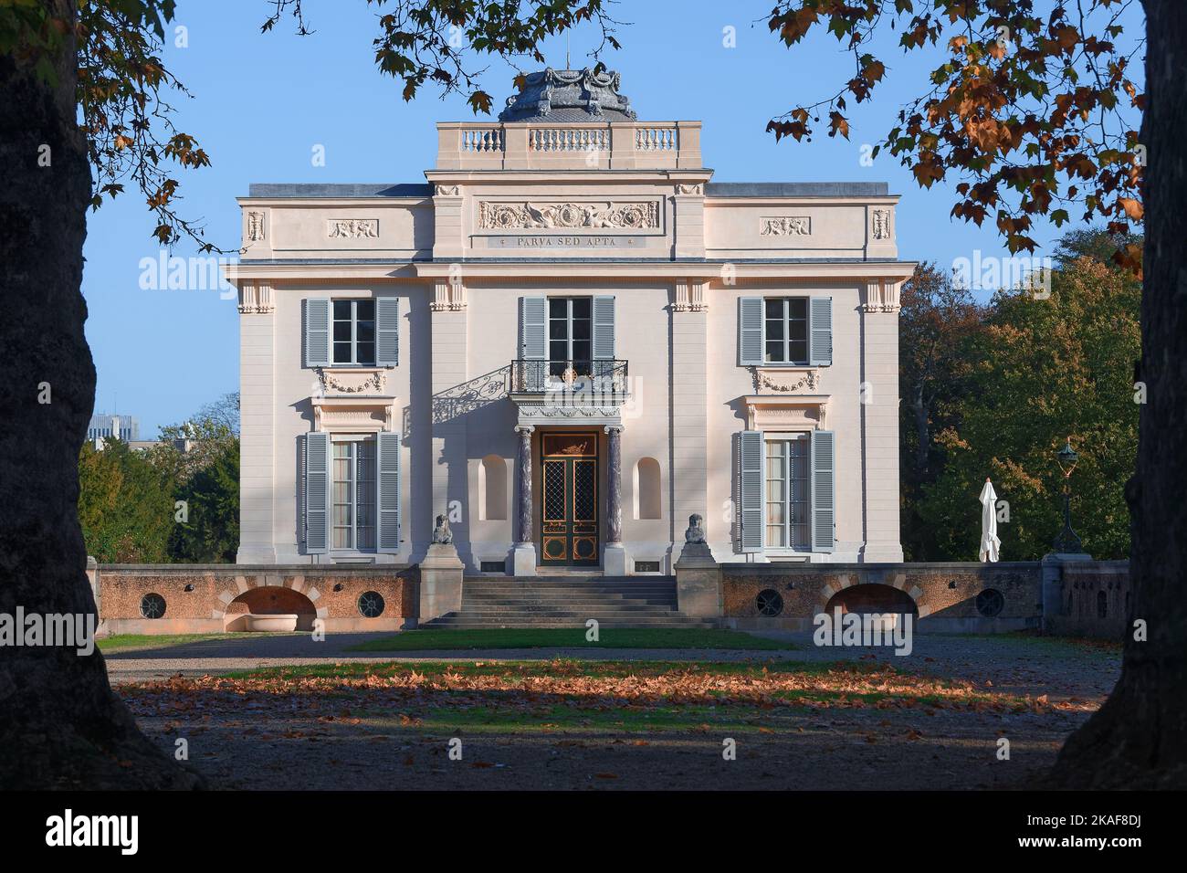 The facade of the castle in the Bagatelle park. This small castle was ...