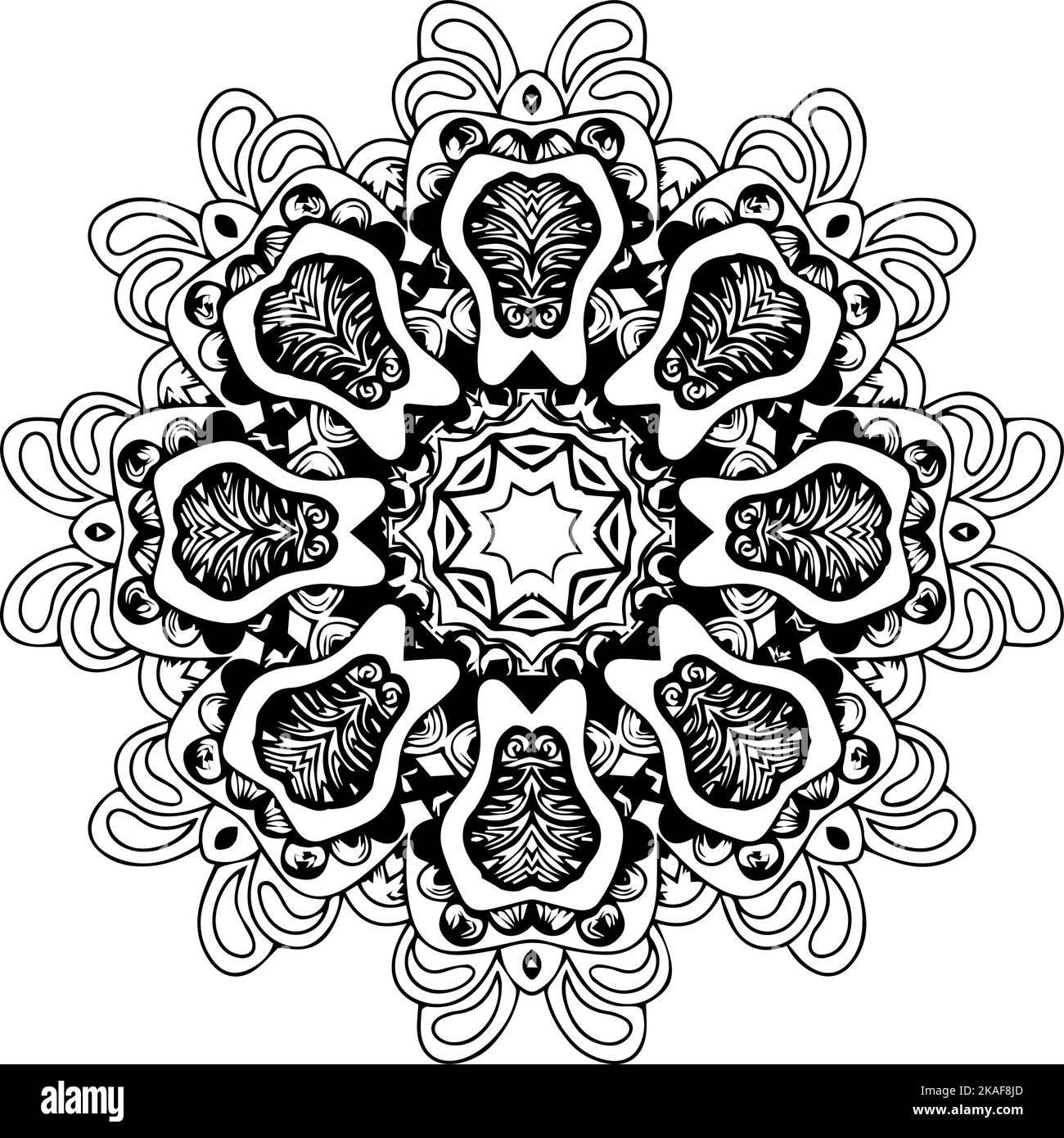 Ornament black white card with mandala. Geometric circle element made ...