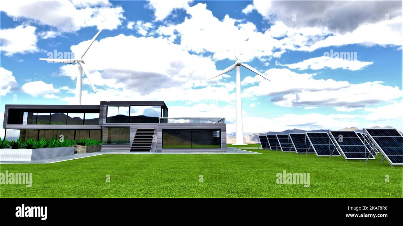 The blades of high wind turbines are hidden in white clouds above a ...