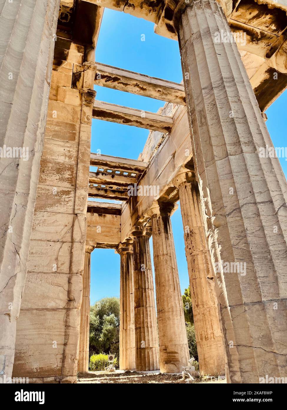 The columns of ancient Greek Temple of Hephaestus in Athens, Greece ...