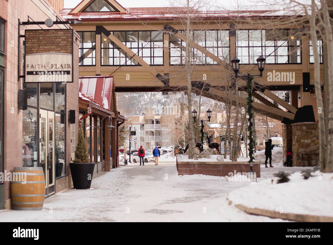 The modern buildings on the Main Street in Breckenridge in winter Stock ...