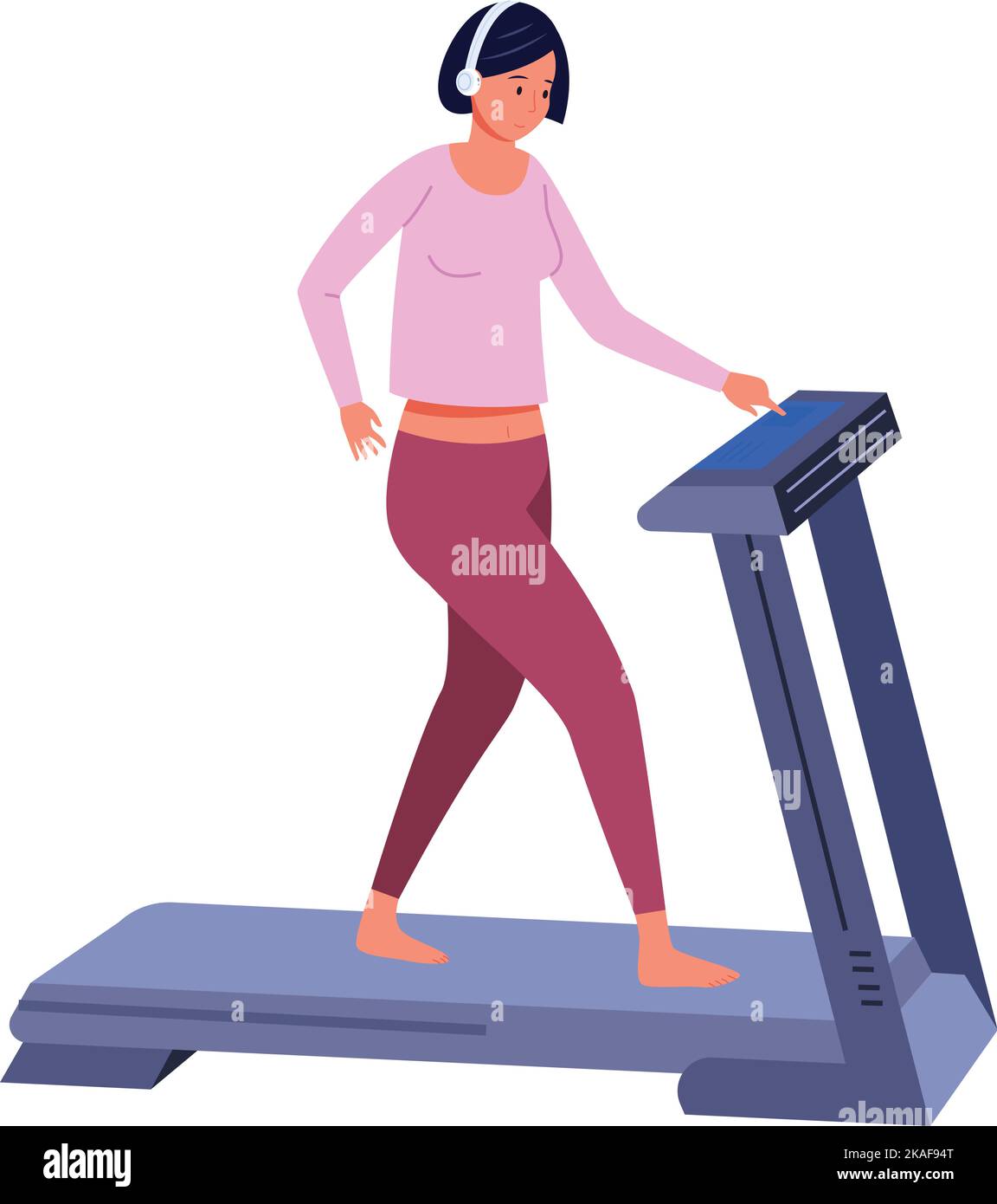 Woman running on treadmill. Cardio training. Gym workout isolated on ...