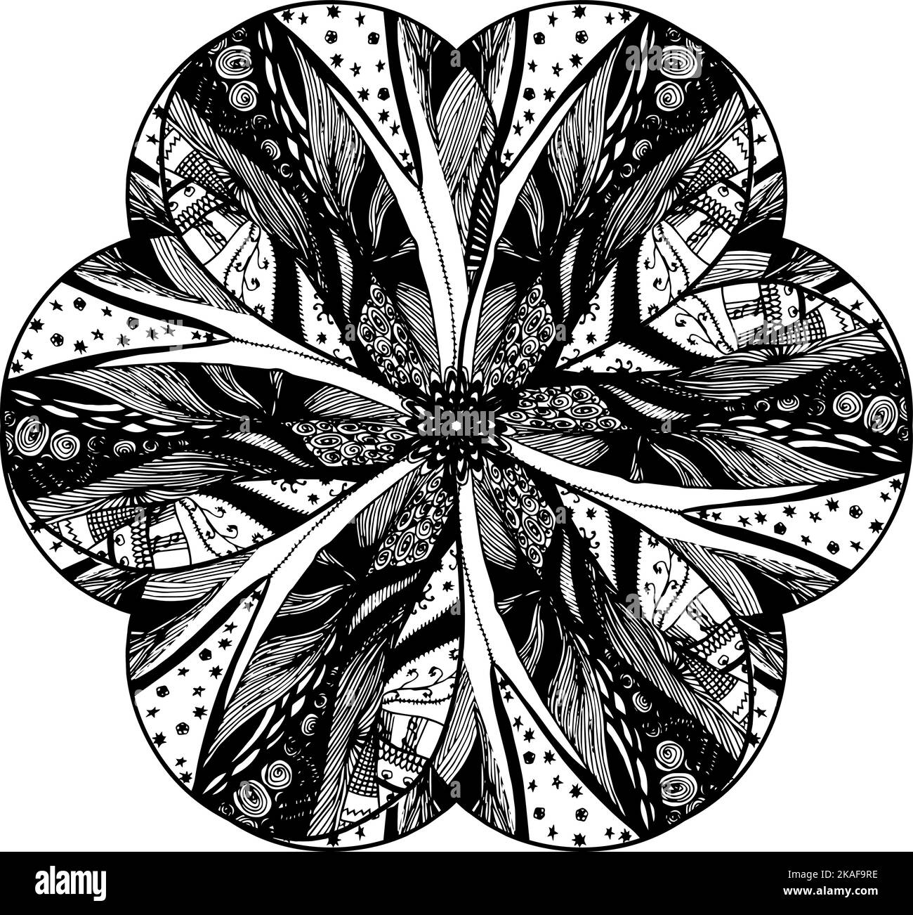 Ornament black white card with mandala. Geometric circle element made ...