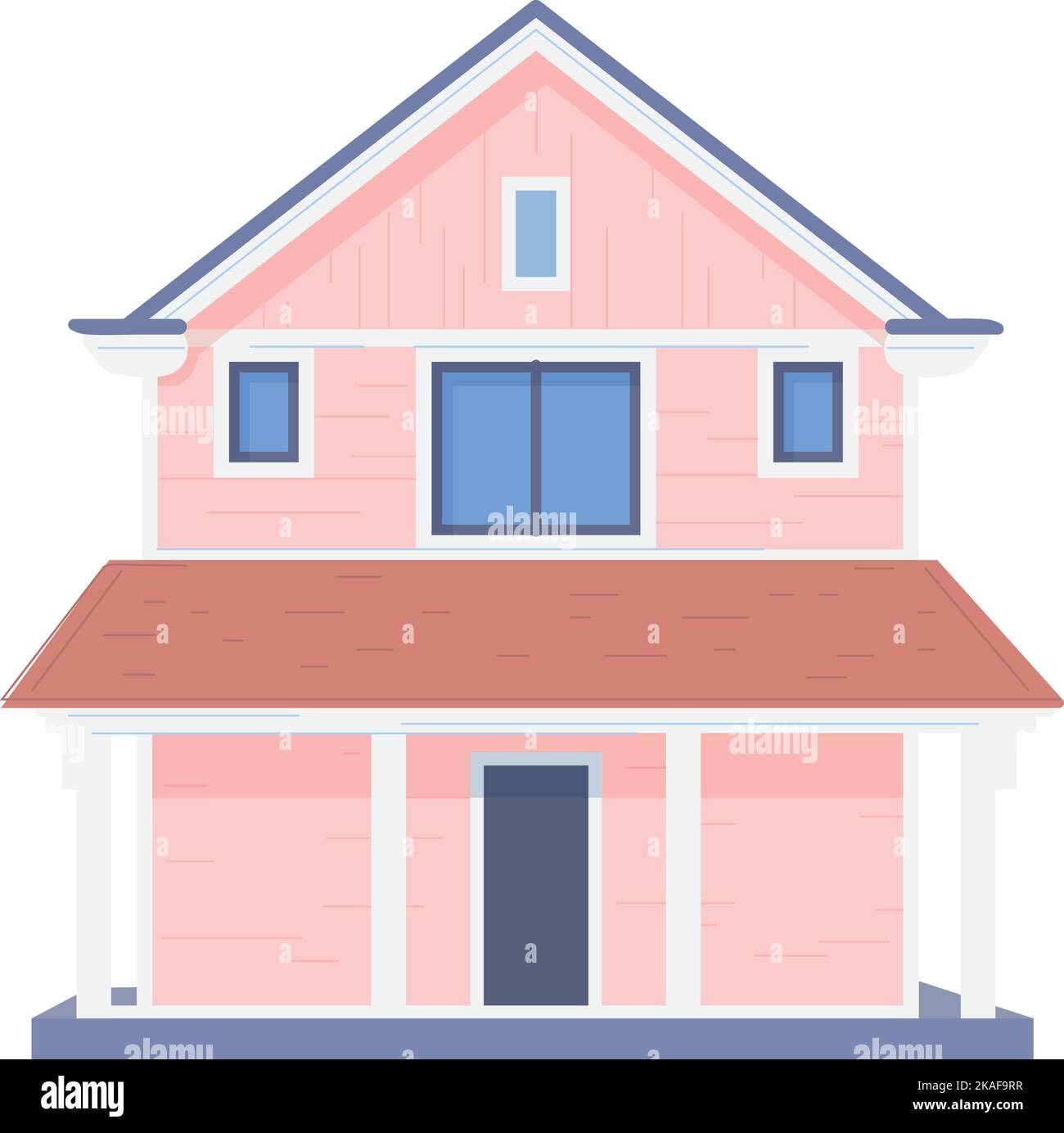 Suburb house icon. Family cottage front exterior isolated on white ...