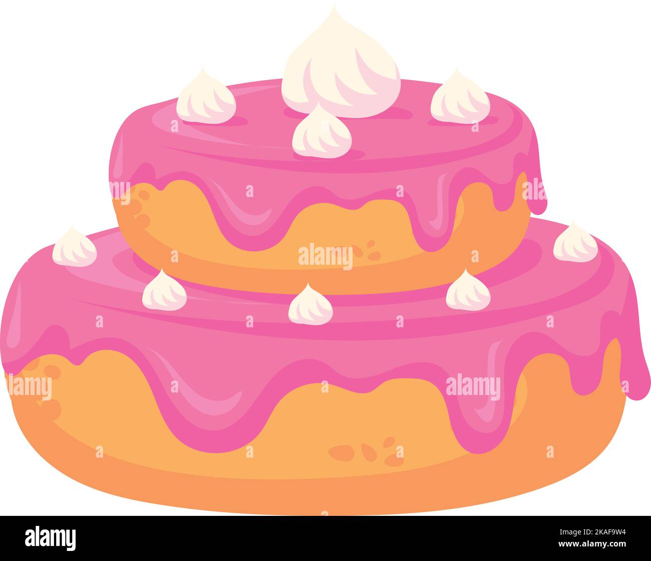 Cream pink berry cake. Cartoon pastry icon isolated on white background ...