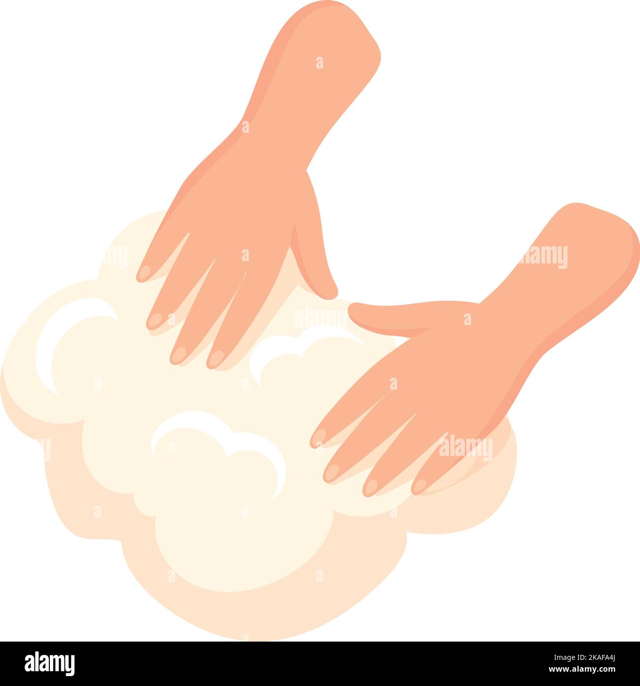 Dough kneading human hands. Cartoon baking icon isolated on white ...
