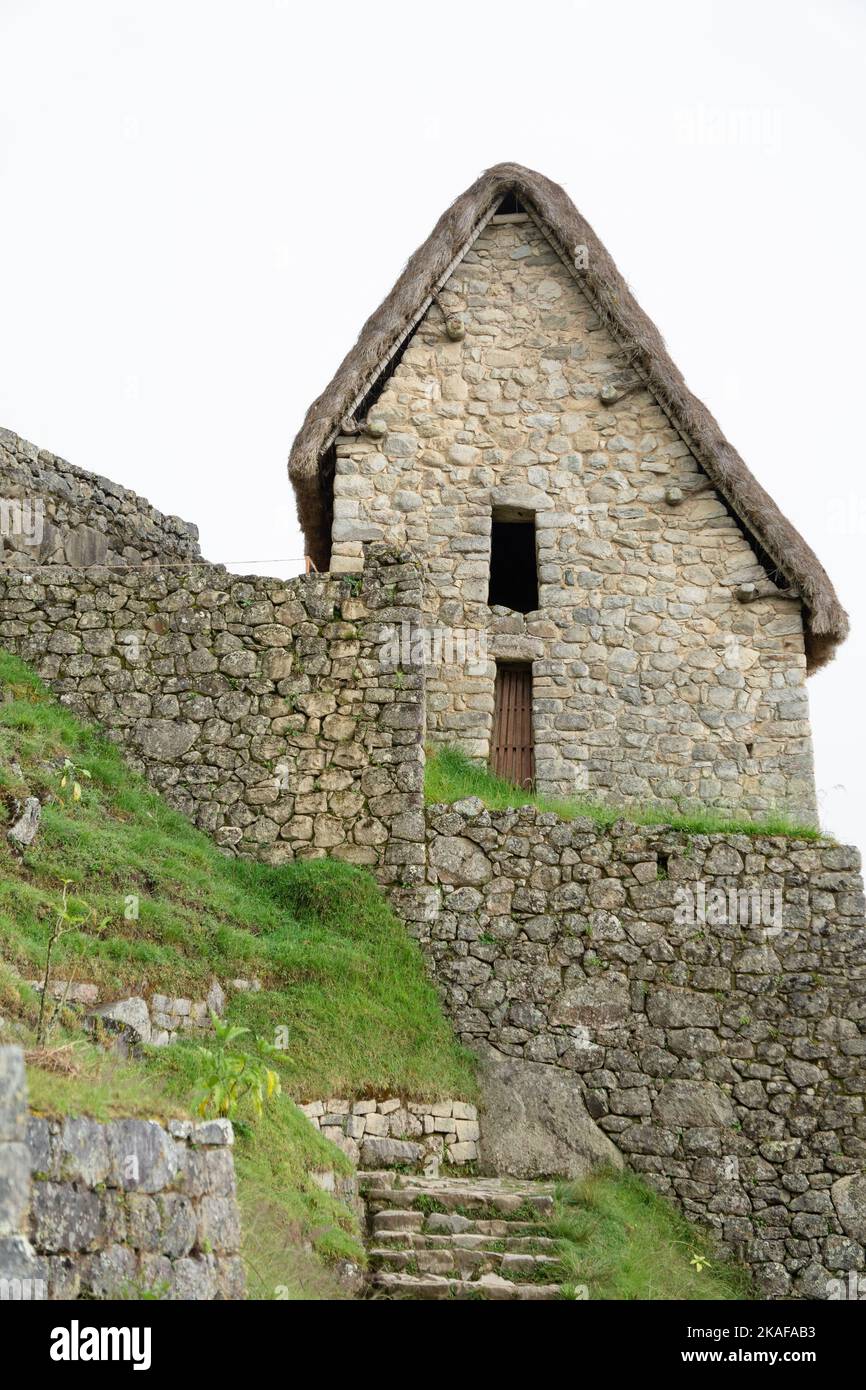 A vertical view of a guard house in Machu Picchu, Peru Stock Photo - Alamy