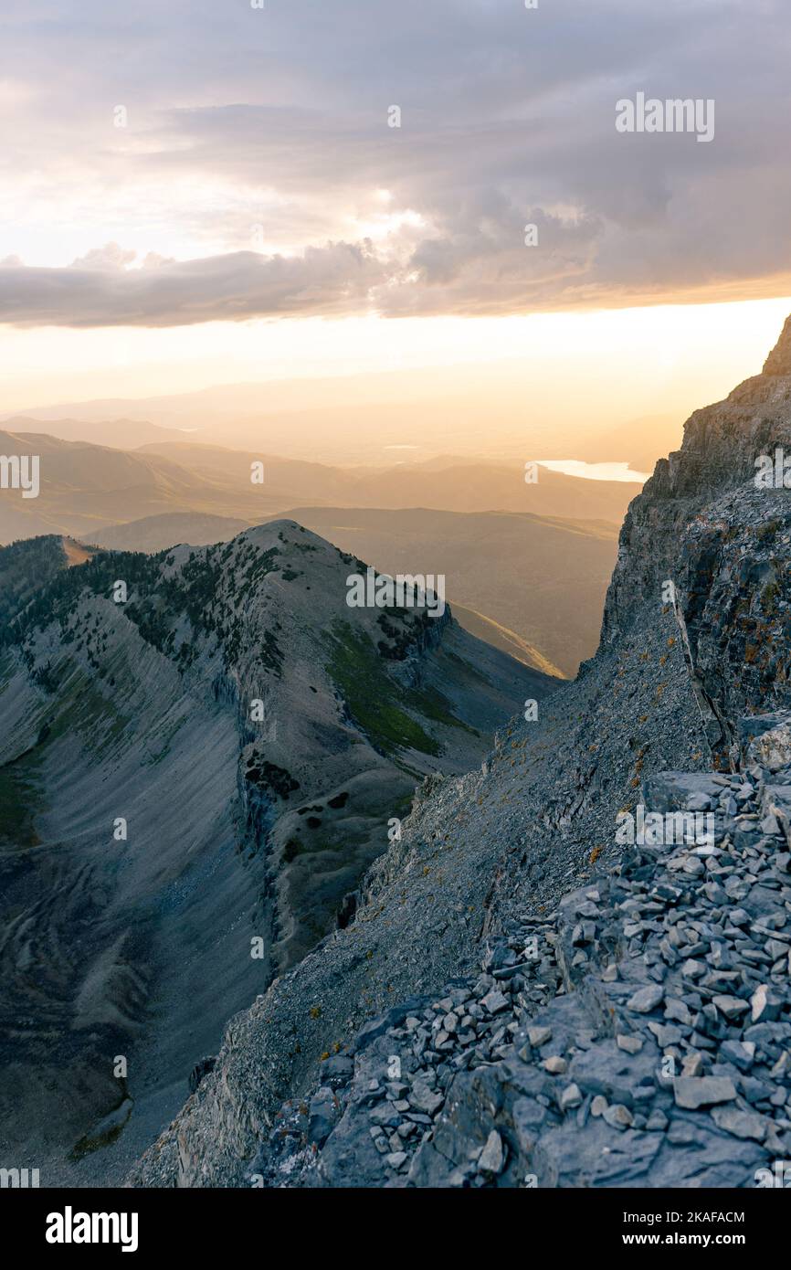 A beautiful view of the sun setting over the horizon from Mount ...