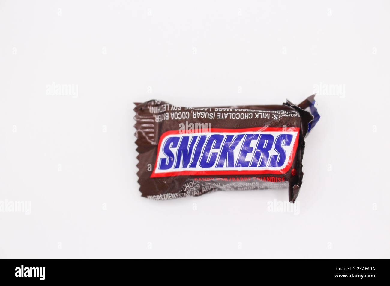 Small Snickers Chocolate Bar isolated on white background in Surrey, BC ...