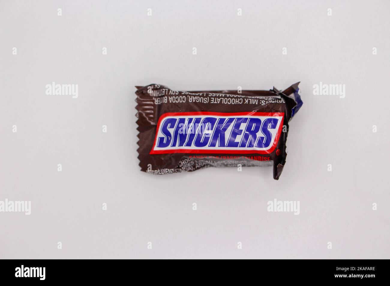 Small Snickers Chocolate Bar isolated on white background in Surrey, BC ...