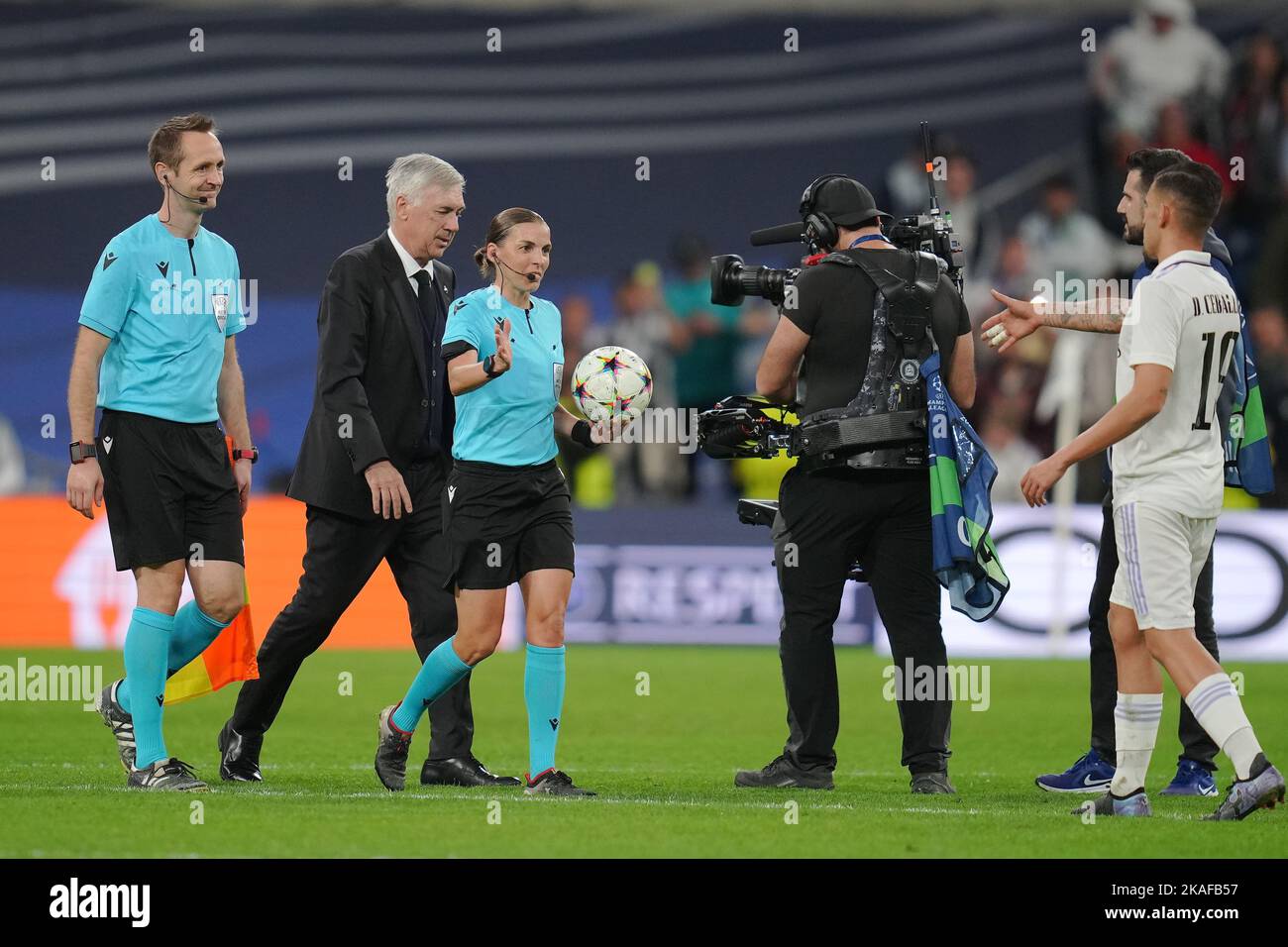 The referee of the match during the UEFA Champions League match between ...