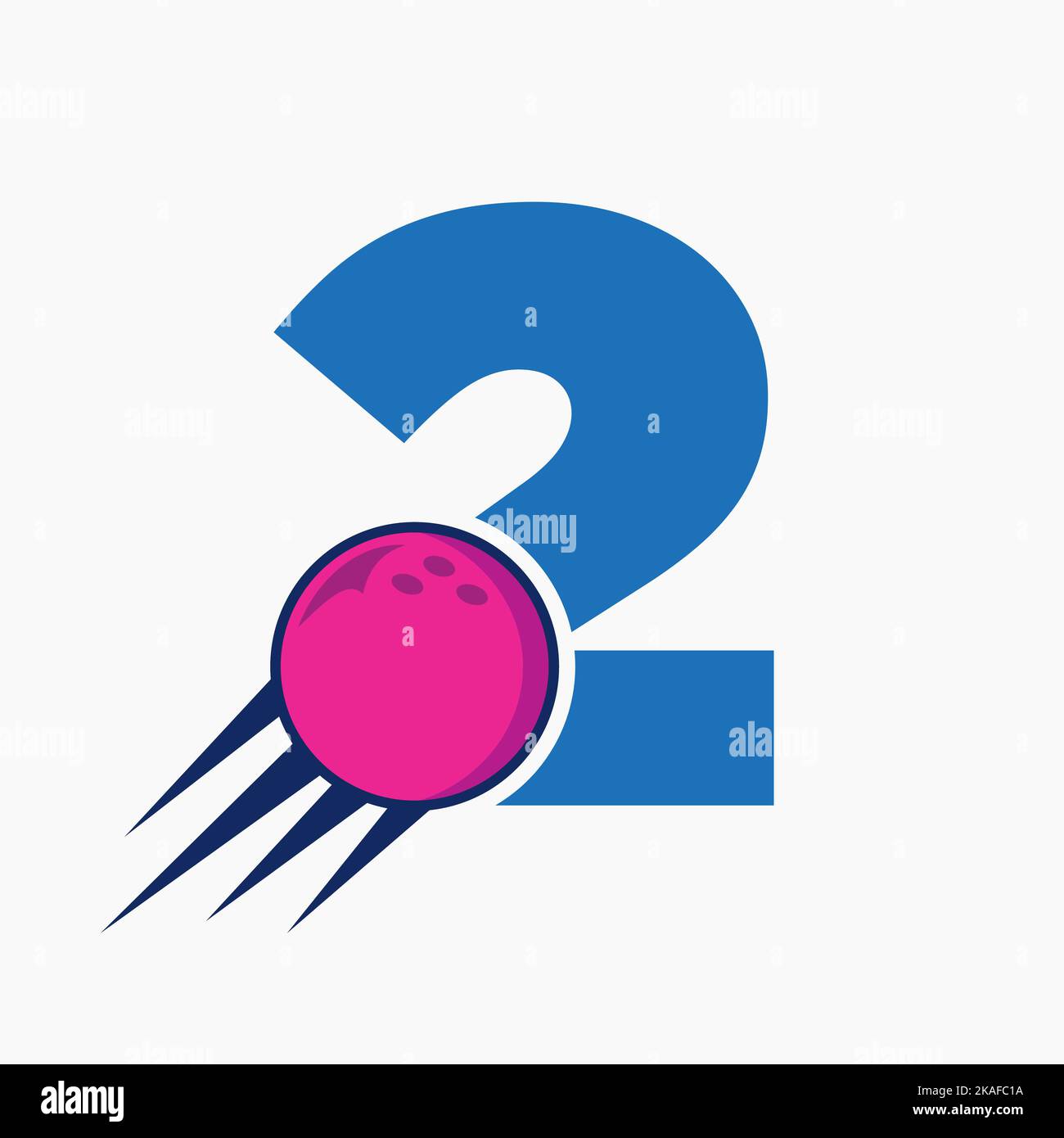 Initial Letter 2 Bowling Logo Concept With Moving Bowling Ball Icon ...