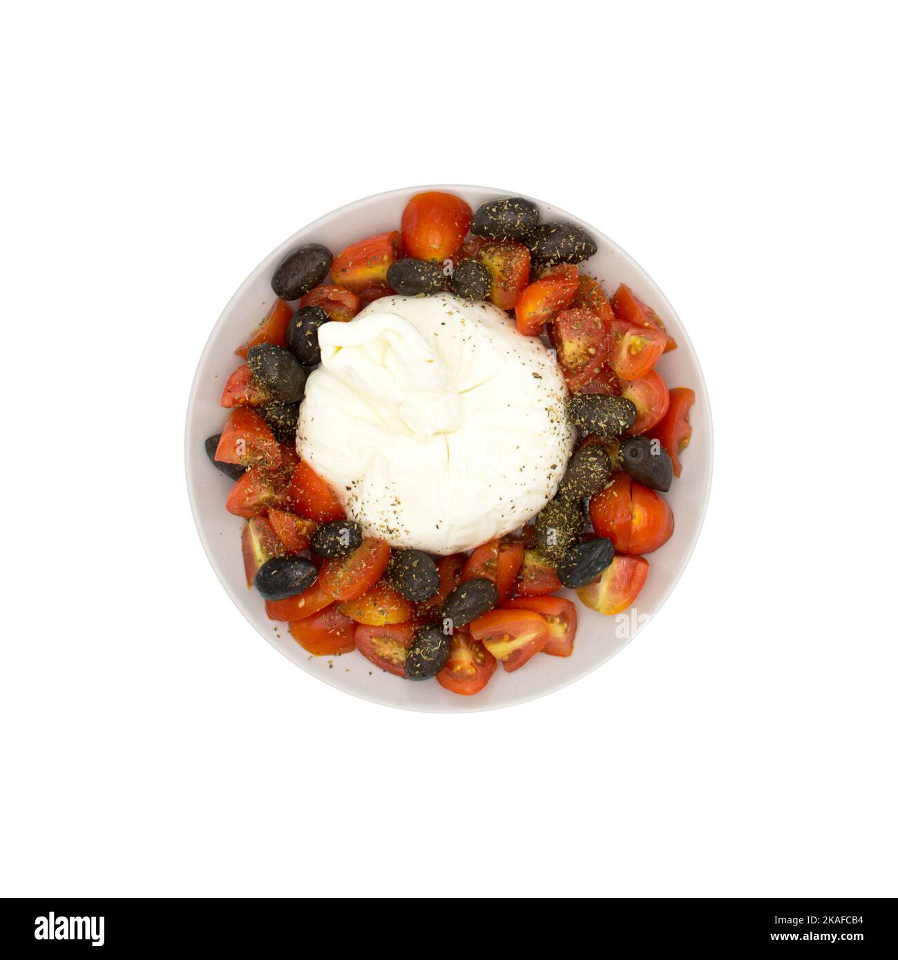 Burrata salad tomatoes basil Cut Out Stock Images & Pictures - Alamy