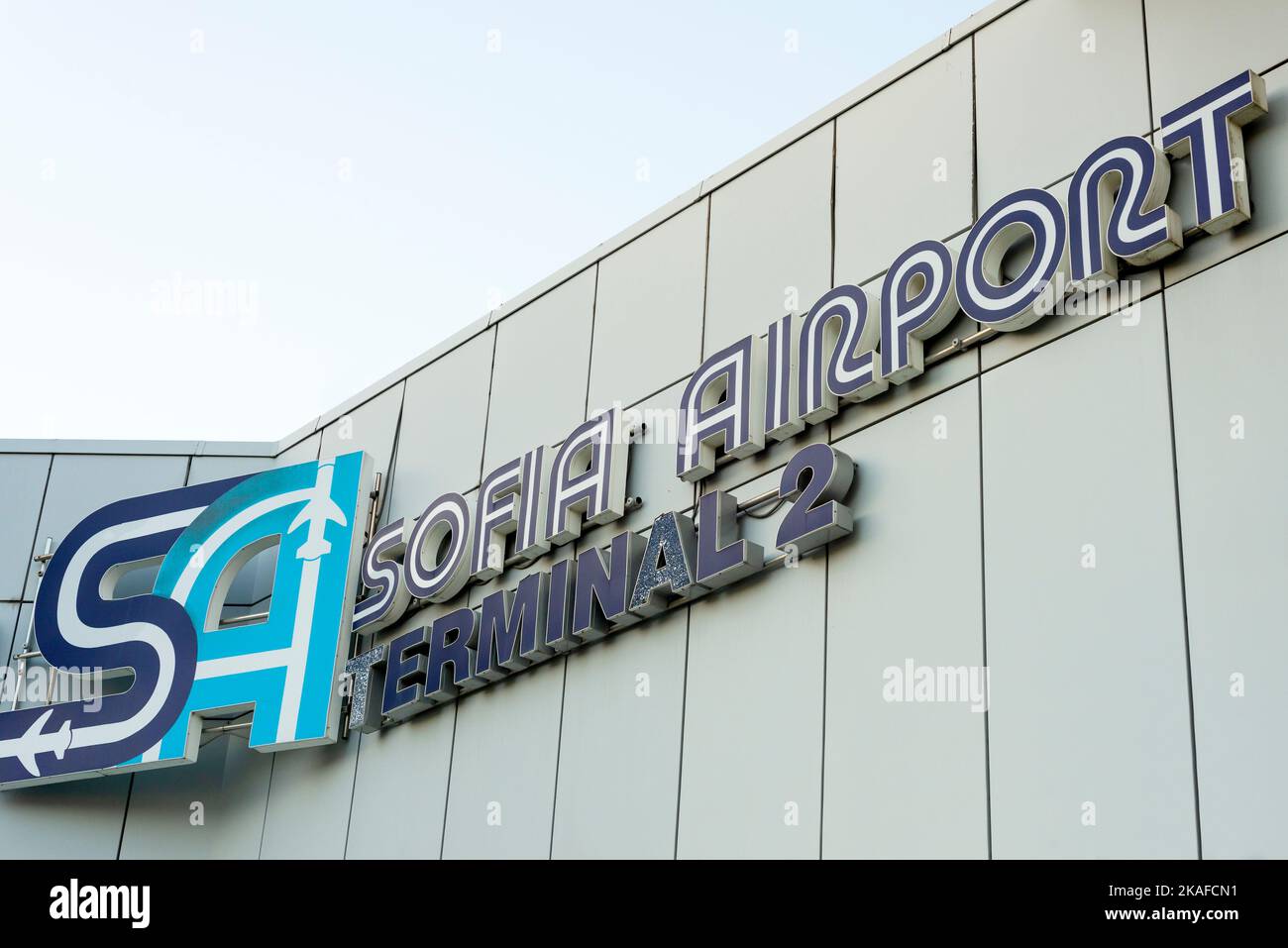 Sofia Airport Terminal 2 logo and sign, Sofia, Bulgaria, Europe, EU ...