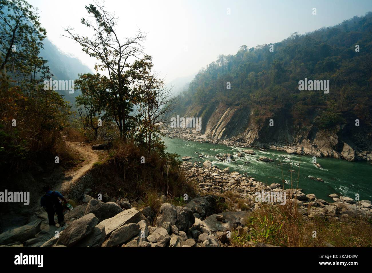 Trail on the Sarda river gorge at India/Nepal border. This trek was ...