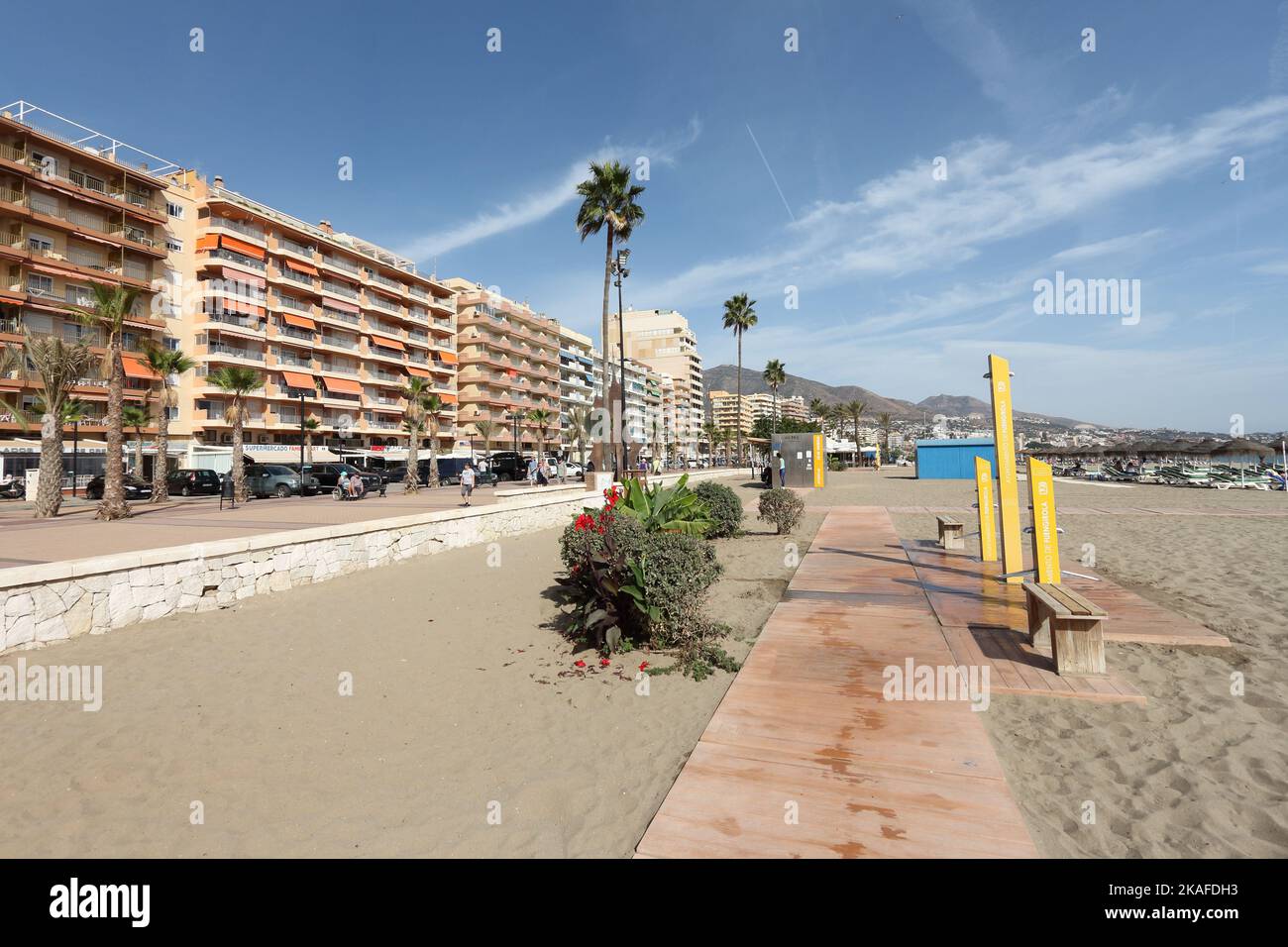 Beach and promenade in Los Boliches, Fuengirola, Málaga, Spain Stock ...