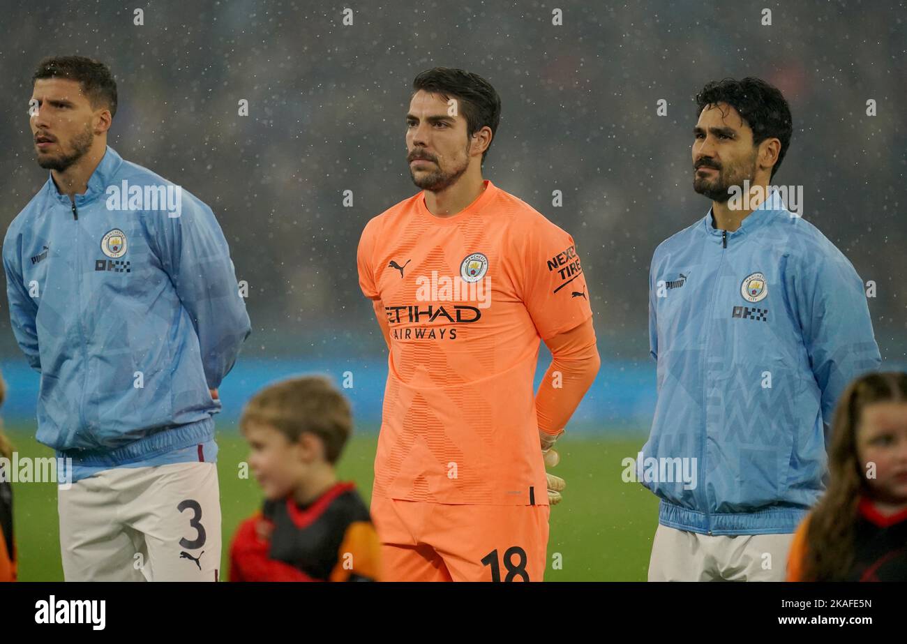 Manchester City goalkeeper Stefan Ortega (centre) during the UEFA ...
