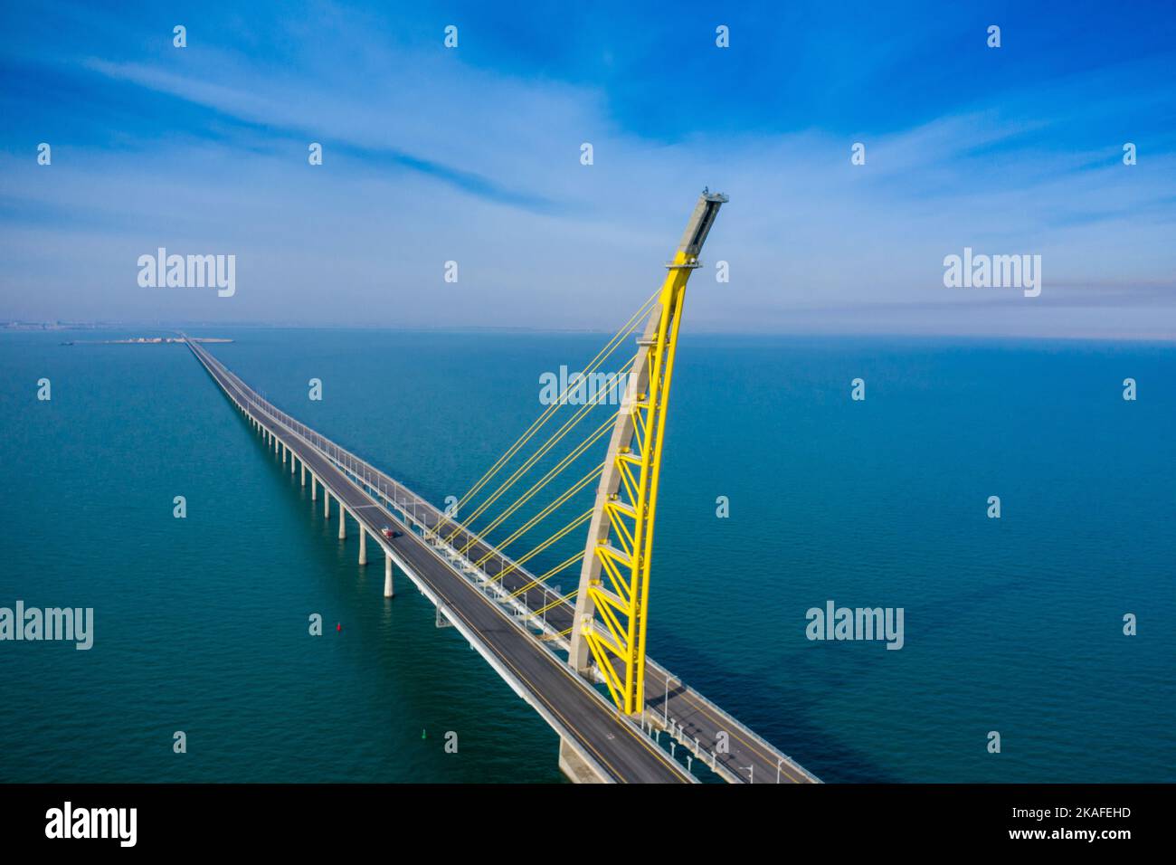 A beautiful view of the Sheikh Jaber Al-Ahmad Al-Sabah Causeway ...