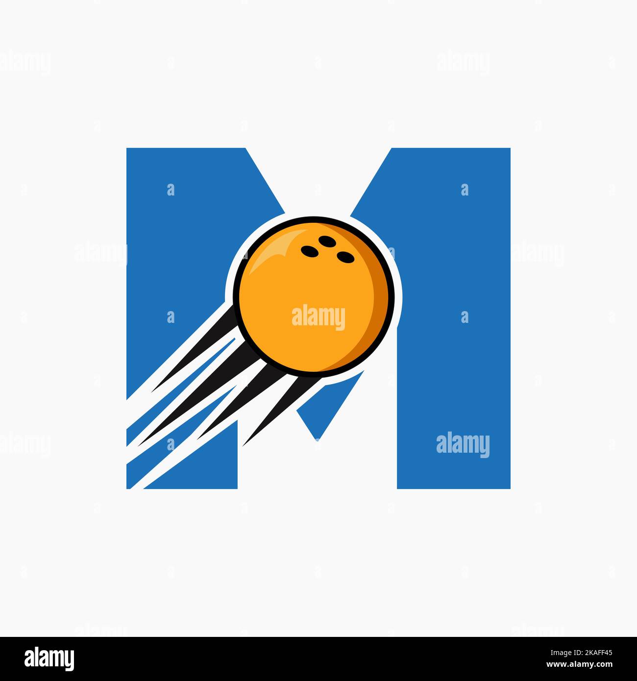 Initial Letter M Bowling Logo Concept With Moving Bowling Ball Icon ...