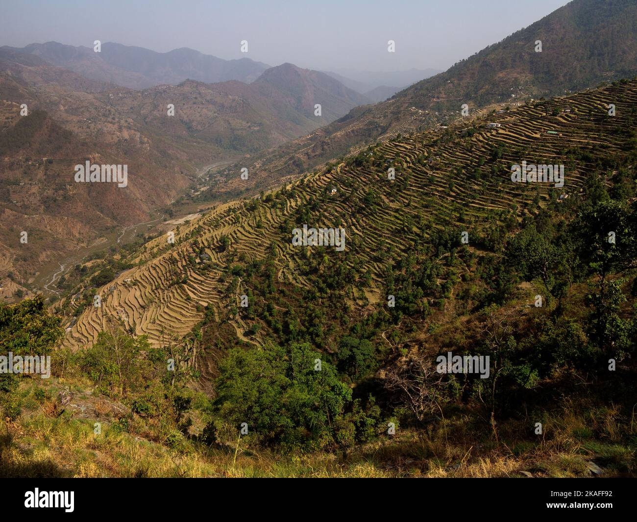 Extensive terraced fields at the remote village of Dalkanya on the ...