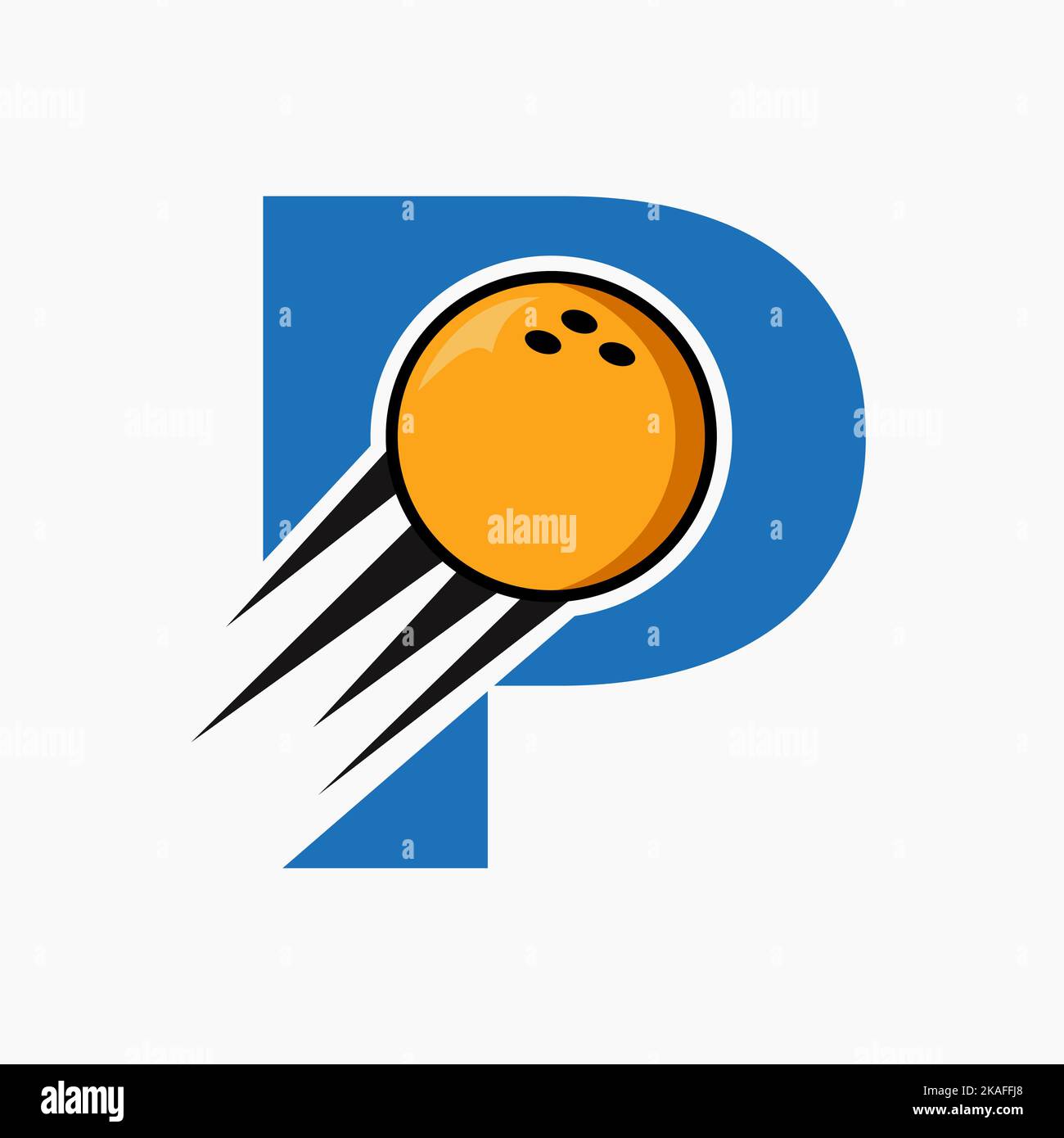 Initial Letter P Bowling Logo Concept With Moving Bowling Ball Icon ...