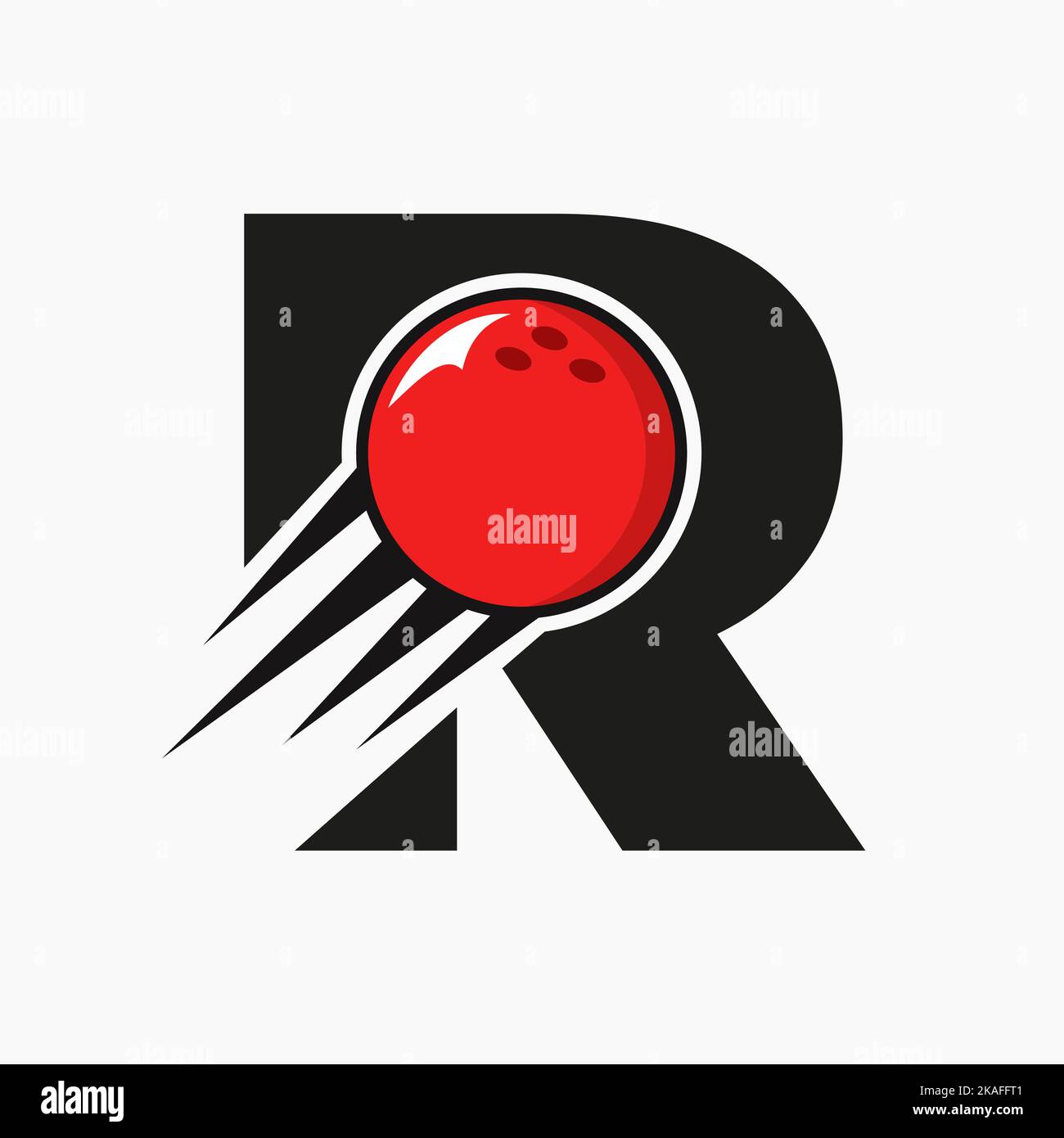 Initial Letter R Bowling Logo Concept With Moving Bowling Ball Icon ...
