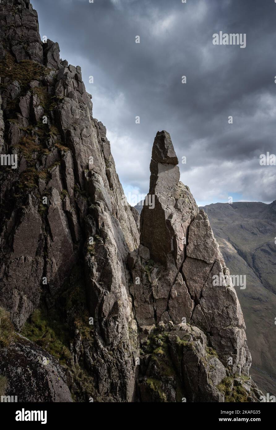 A vertical shot of the Napes Needle rock formation Stock Photo - Alamy