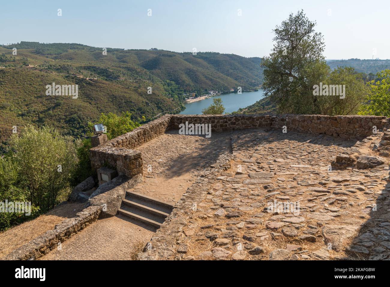 The Belver Castle and Tagus River in the municipality of Gaviao ...